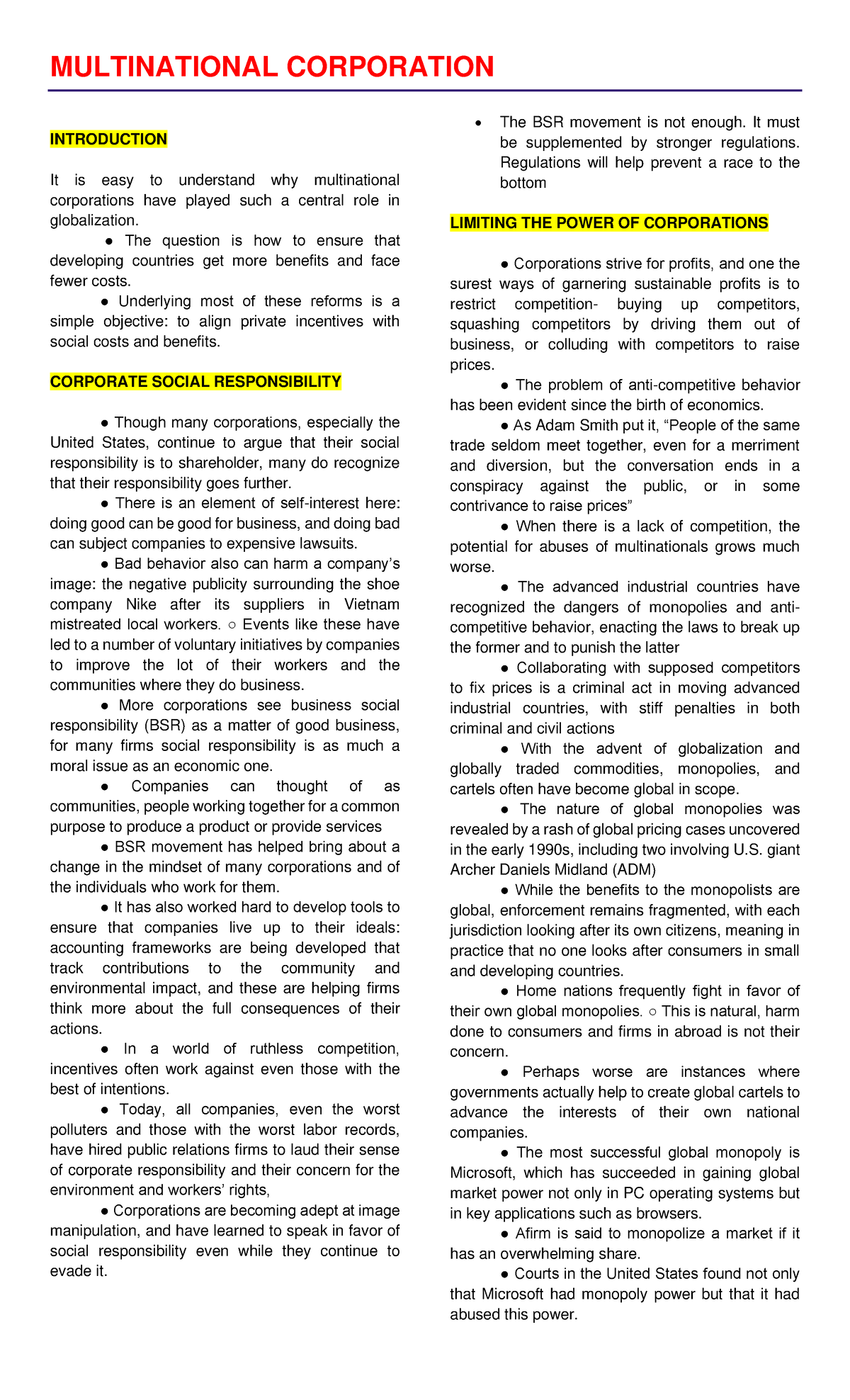 Corporation - MULTINATIONAL CORPORATION INTRODUCTION It is easy to ...