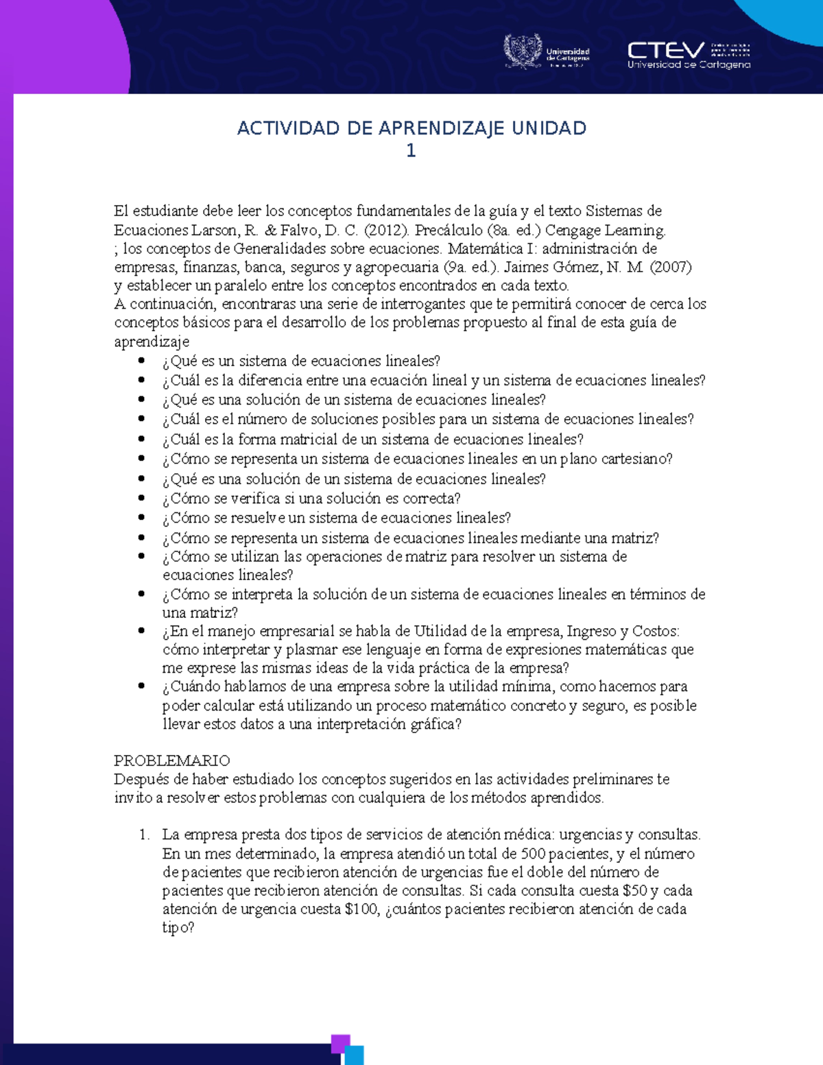 Actividad DE Aprendizaje Unidad 1 - ACTIVIDAD DE APRENDIZAJE UNIDAD 1 ...