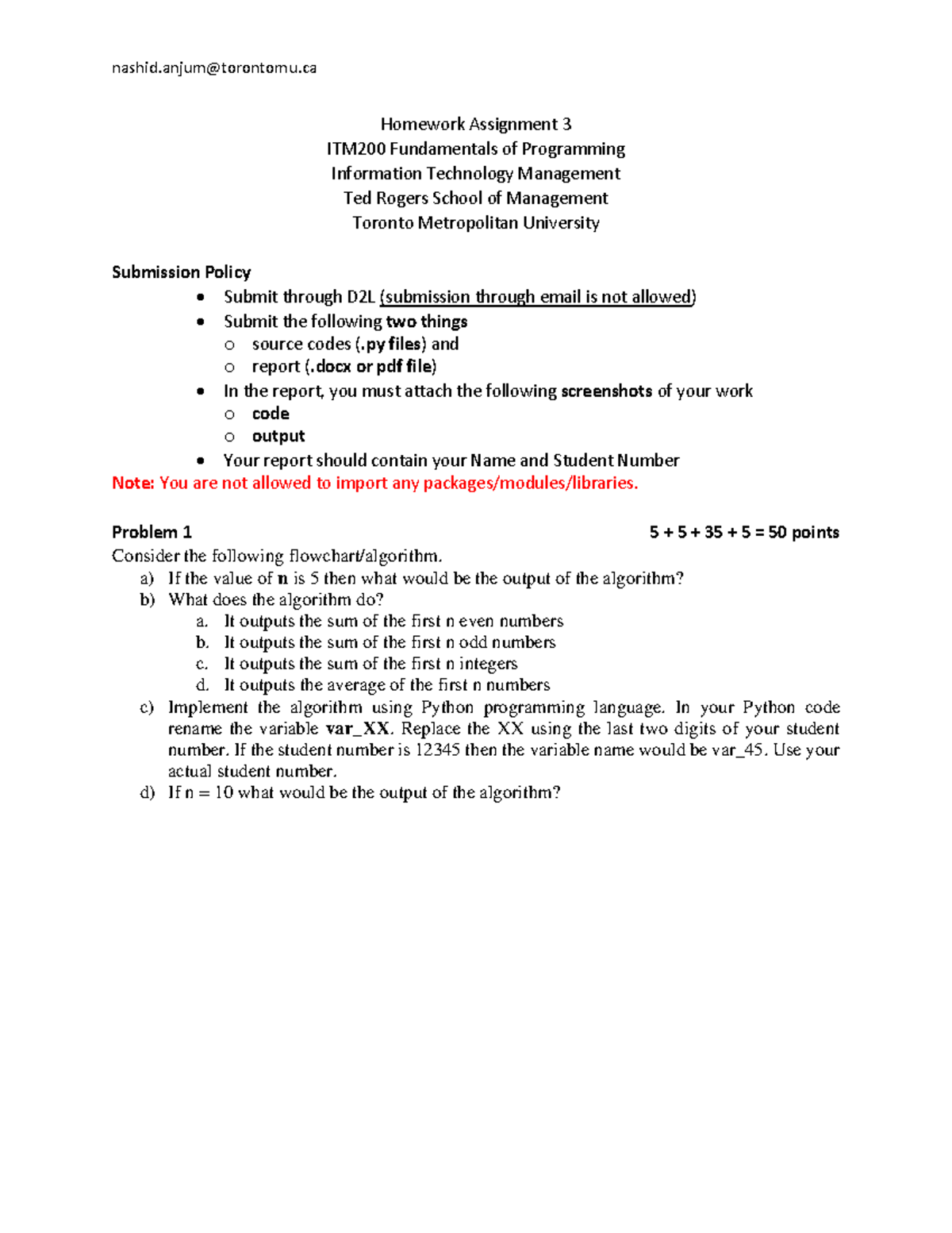 Homework Assignment 3 - practice notes - nashid@torontomu Homework ...