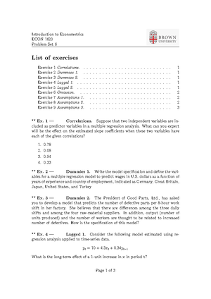Exercises (Discrete Random Variables) - Exercises (Discrete Random Variable) Consider a random ...