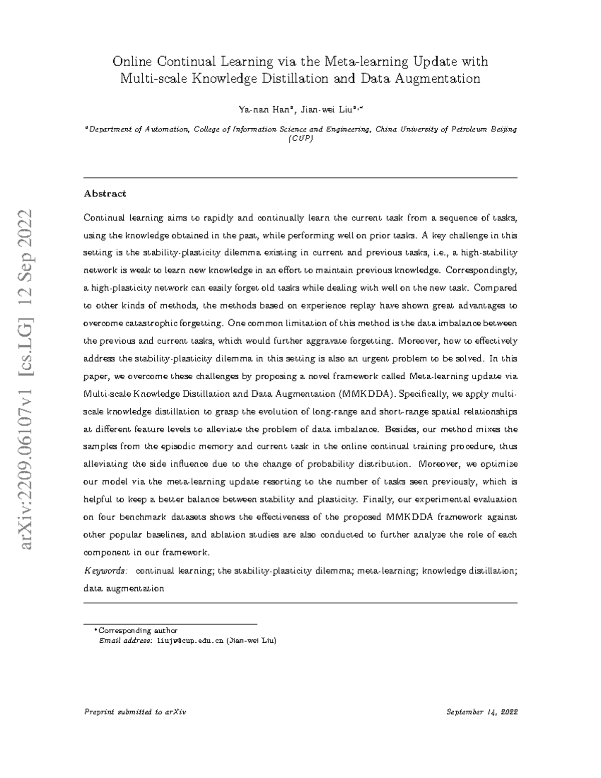 2209 - Online Continual Learning via the Meta-learning Update with Multi-scale Knowledge - Studocu