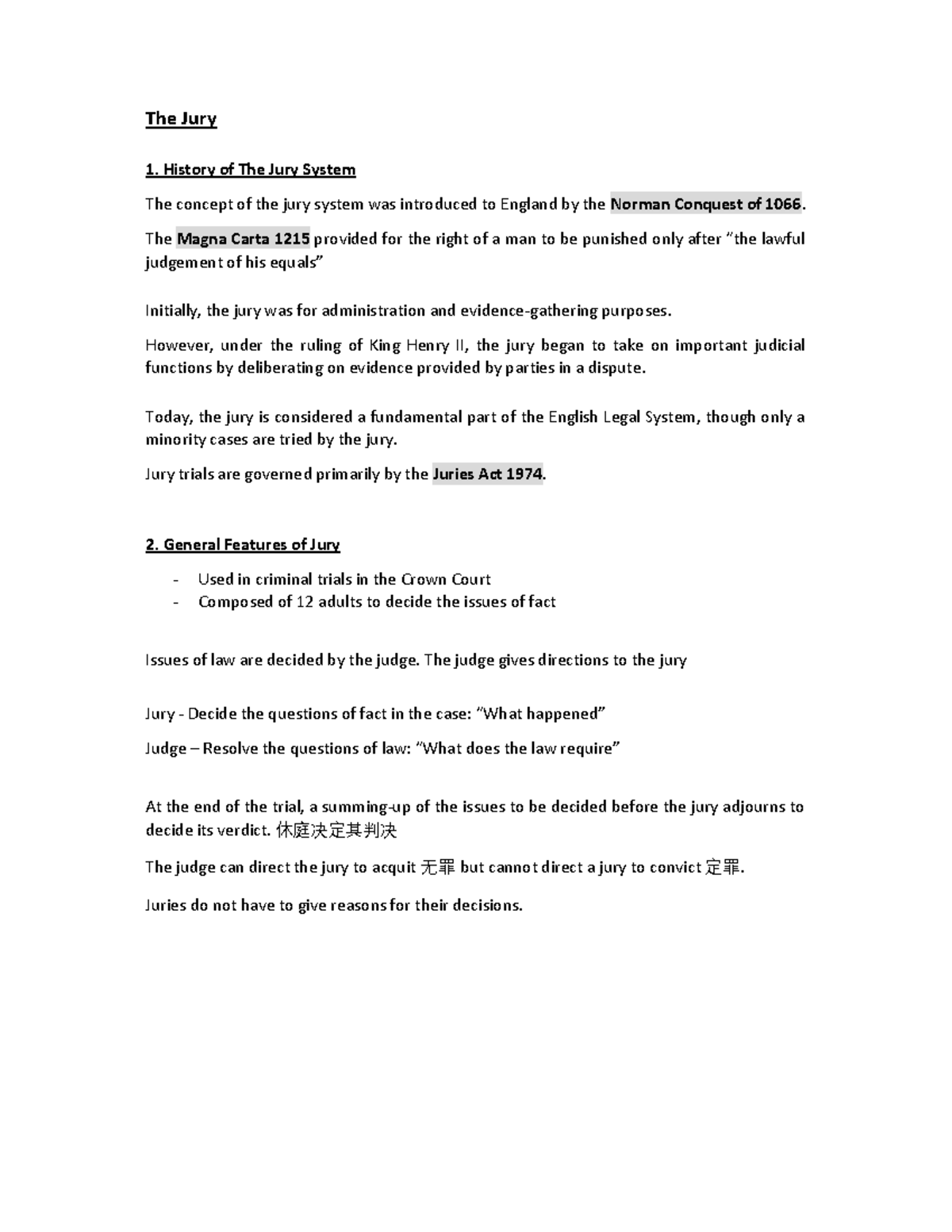 Jury pdf - The Jury History of The Jury System The concept of the jury ...