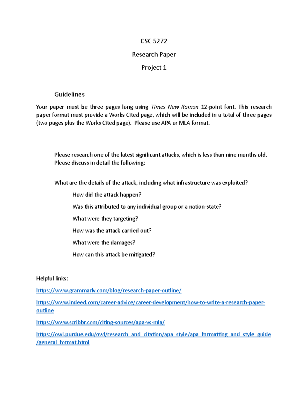 Project 1-rev B (2) - CSC 5272 Research Paper Project 1 Guidelines Your ...