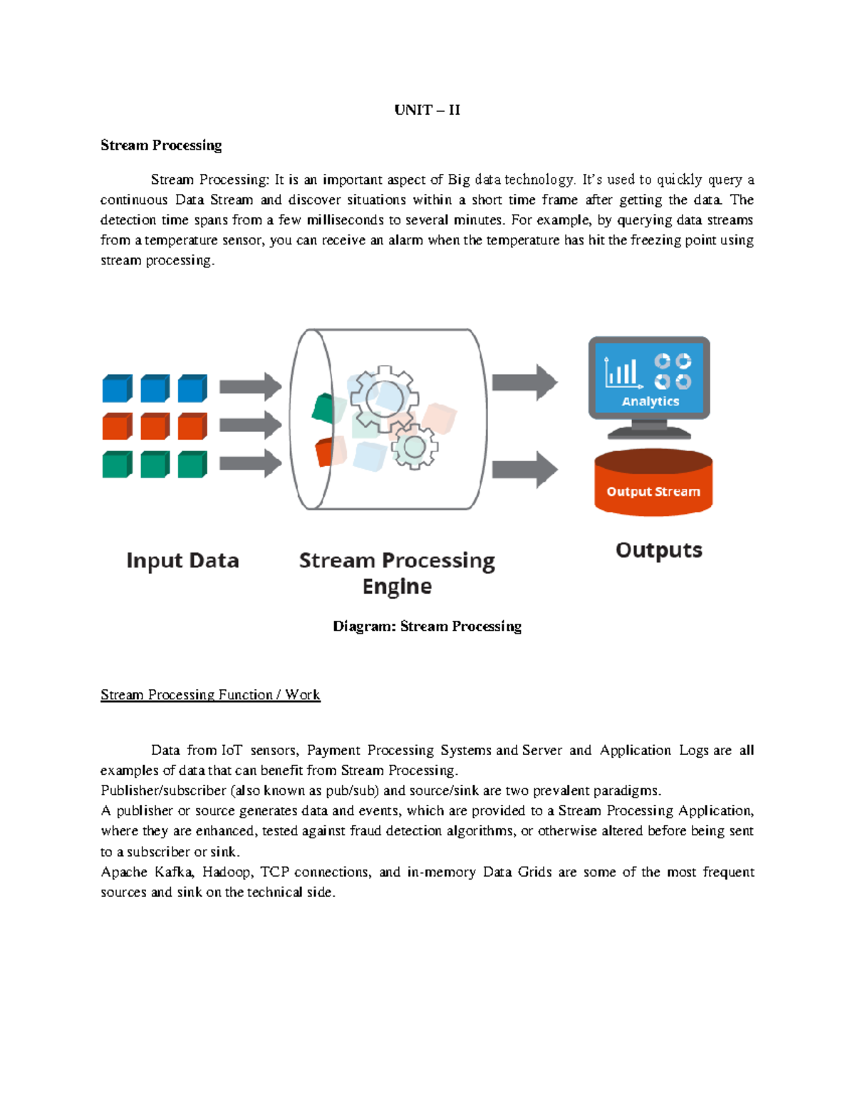 BDA 2-5 - UNIT – II Stream Processing Stream Processing: It is an important aspect of Big data ...