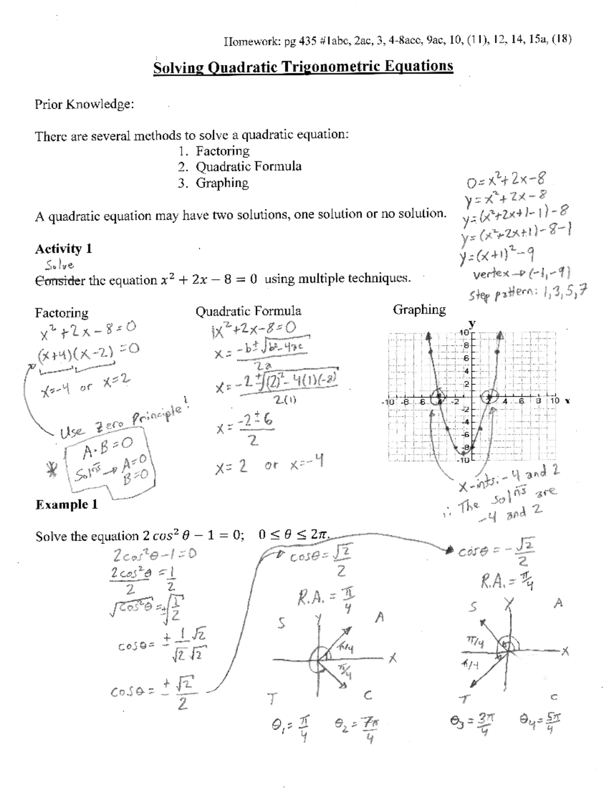 Mhf4u solvingquadratictrigequations soln - Math 125.3 - Studocu