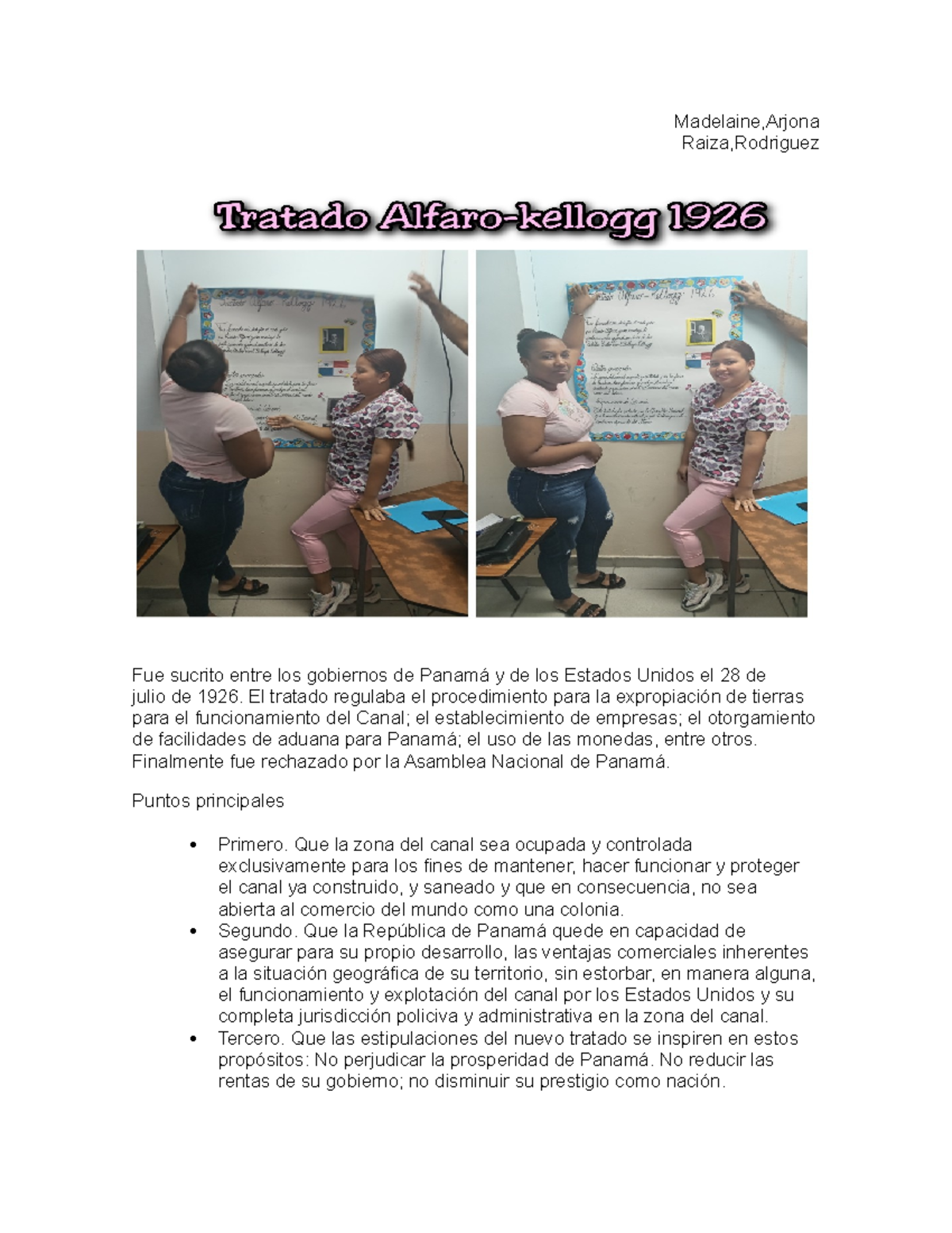 Tratado alfaro-kellogg - Madelaine,Arjona Raiza,Rodriguez Fue sucrito ...