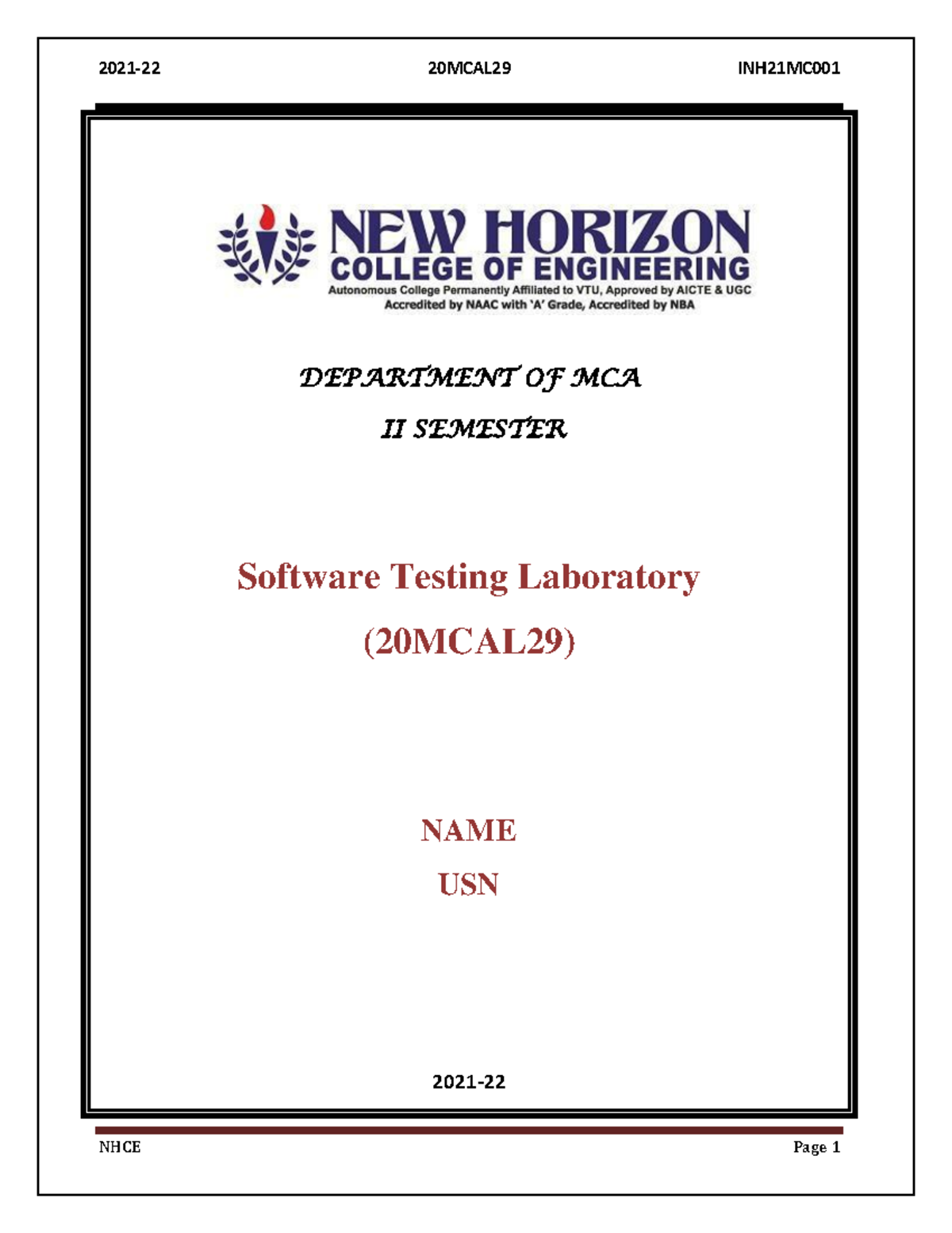 Software Testing Lab (20MCAL29) Record 12092022 - DEPARTMENT OF MCA II ...