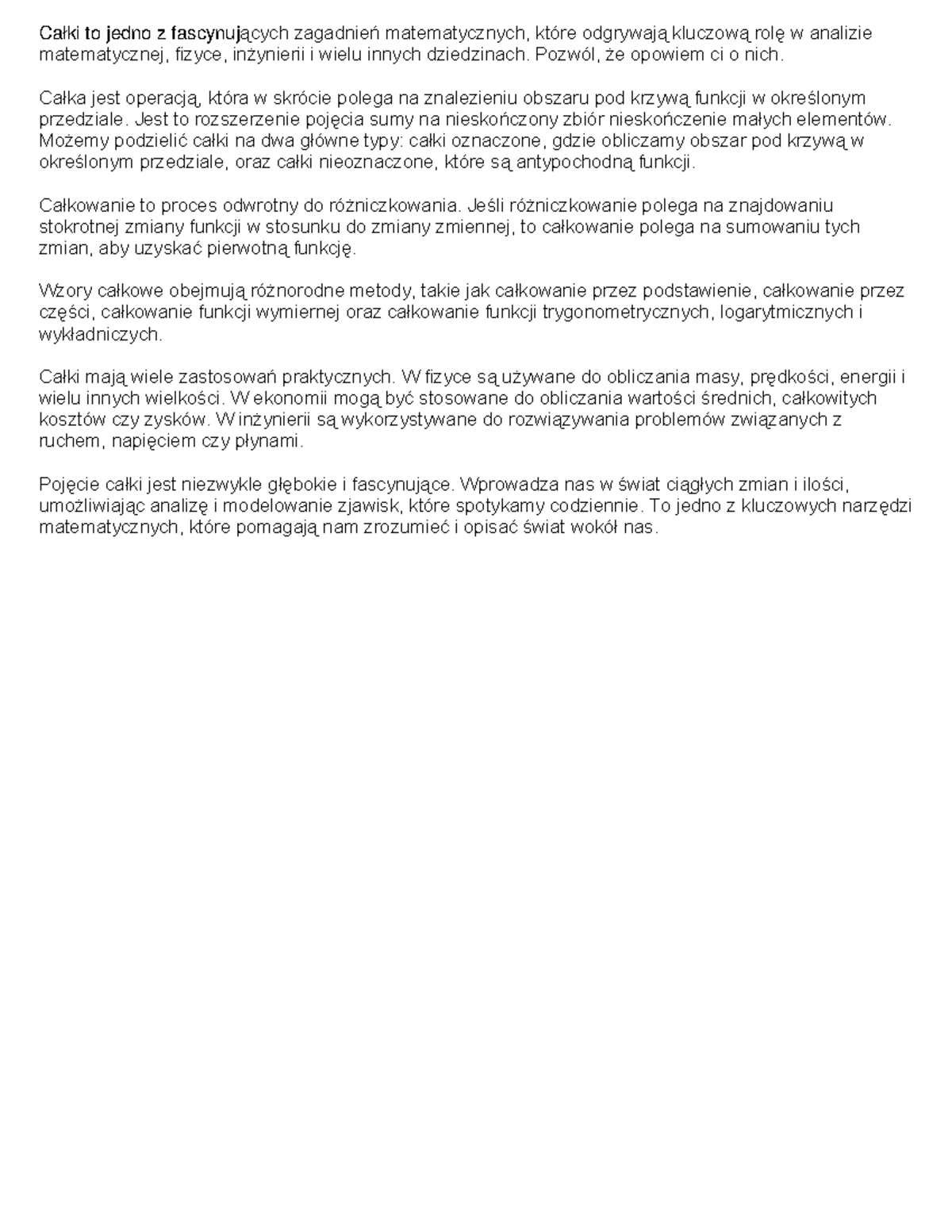 calki matematyka wykład - Całki to jedno z fascynujących zagadnień ...