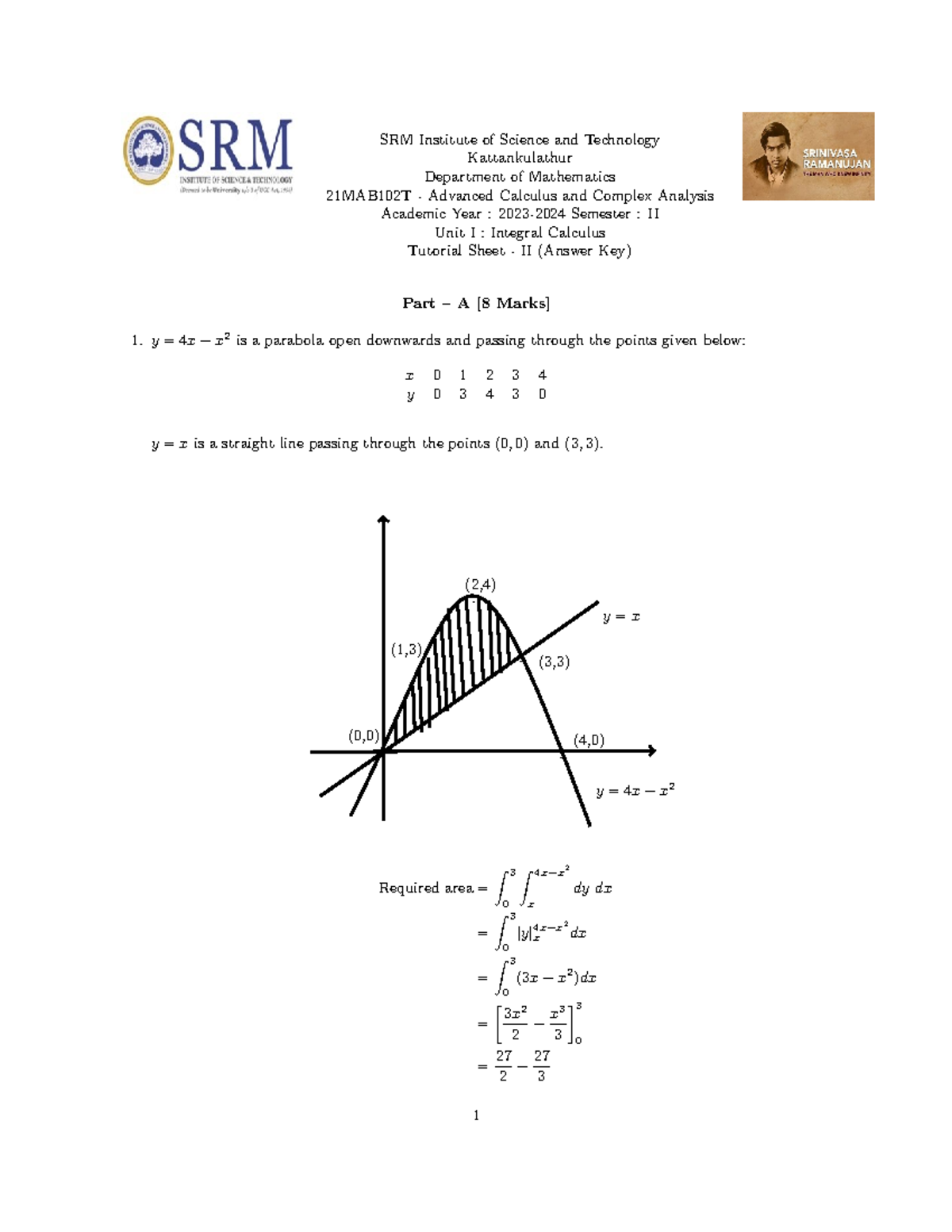 Tutorial 2 Answer Key Srm Institute Of Science And Technology Kattankulathur Department Of
