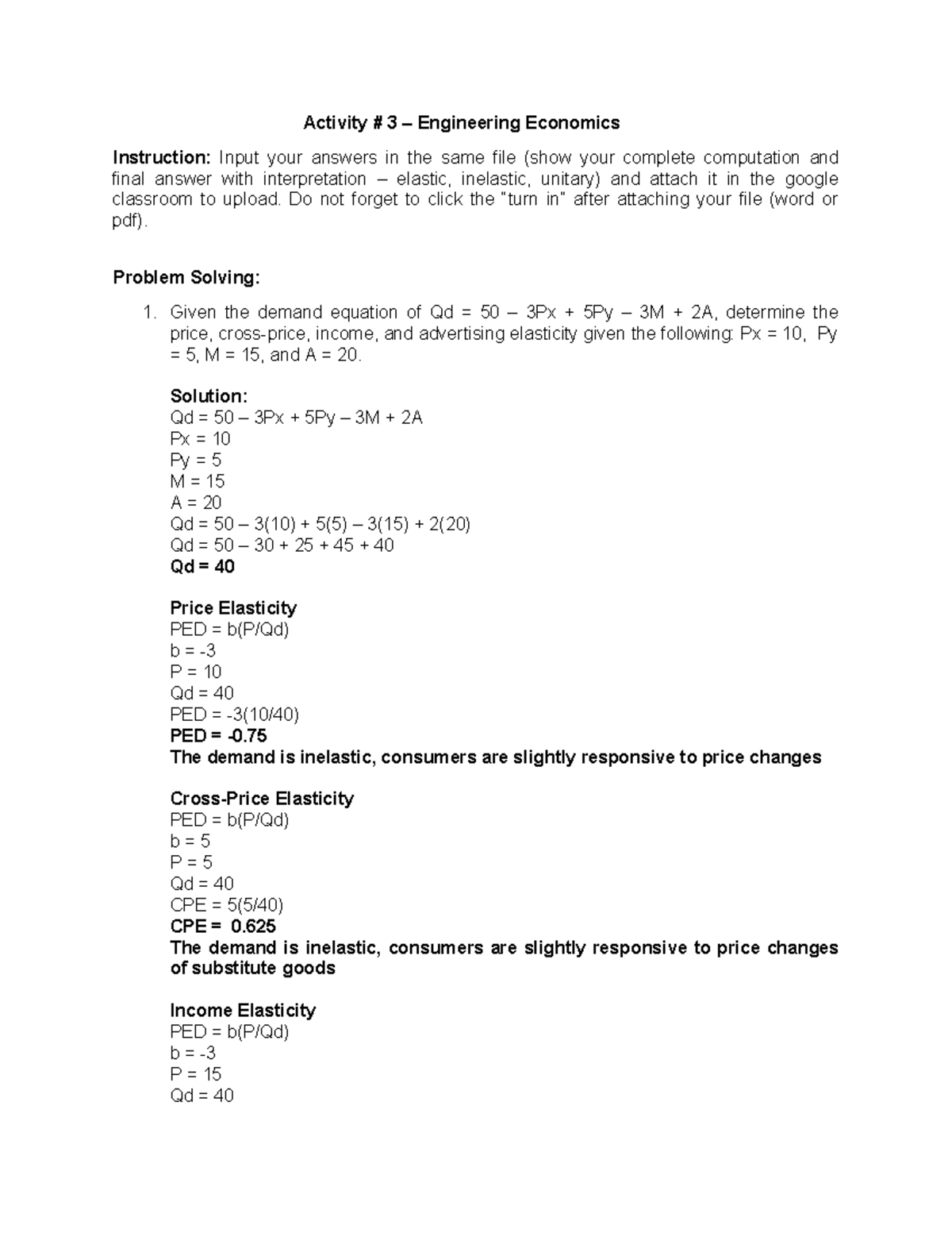 Activity # 3 - Engineering Economics - Activity # 3 – Engineering ...