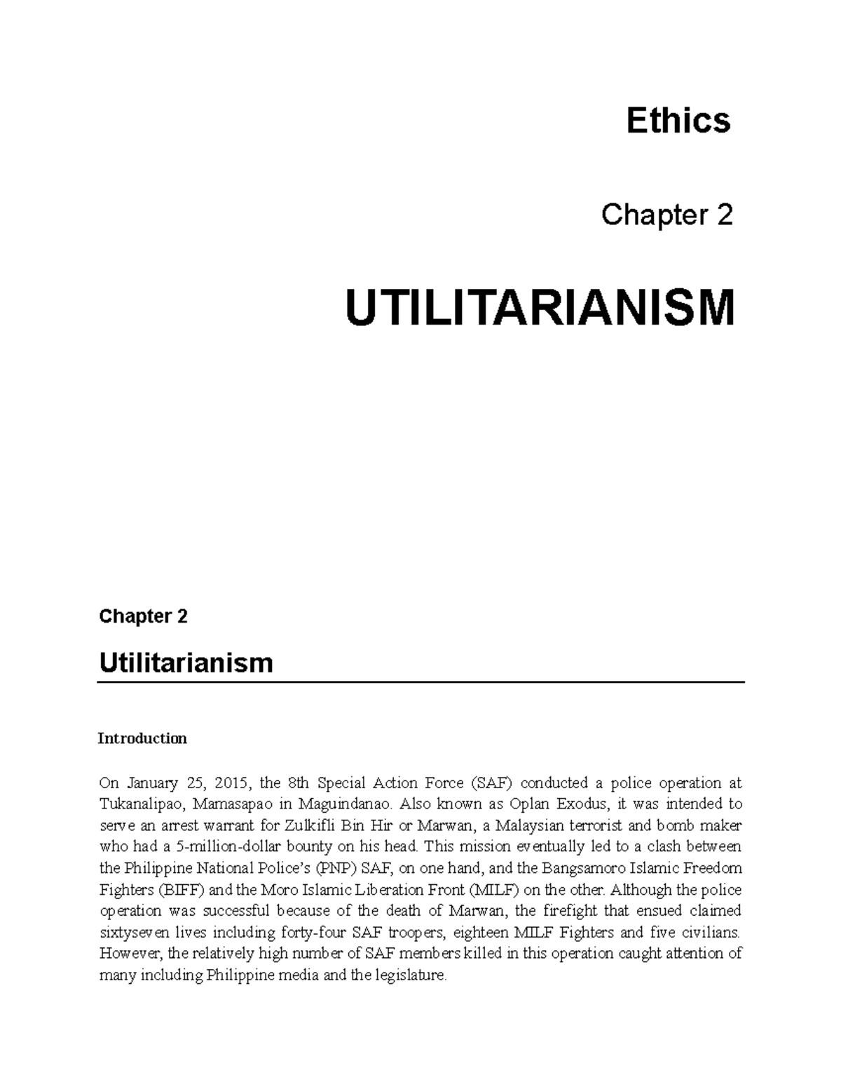 Chapter 2 Utilitarianism Bachelor Of Secondary Education Prmsu