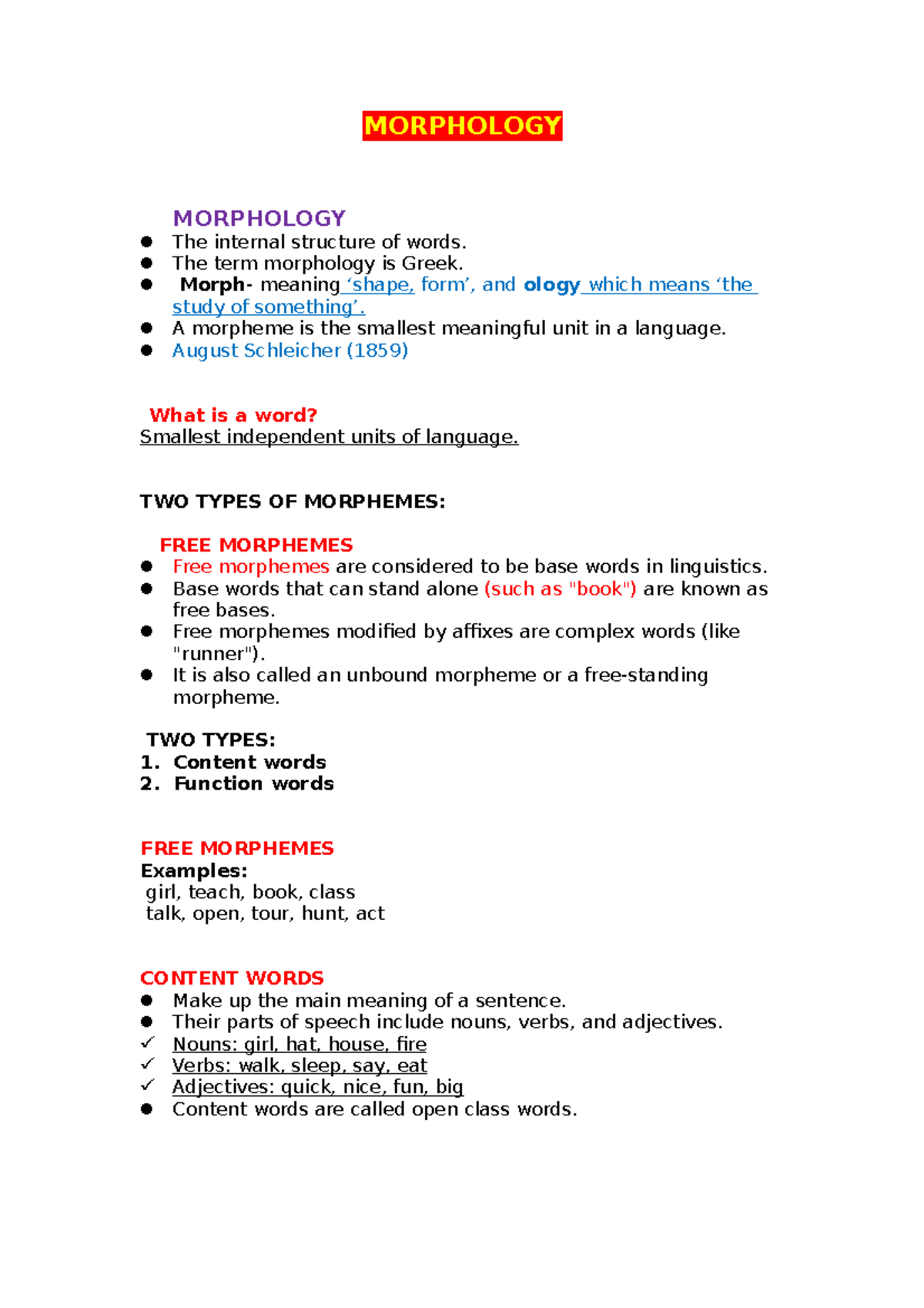 Morphology - MORPHOLOGY MORPHOLOGY The internal structure of words. The ...