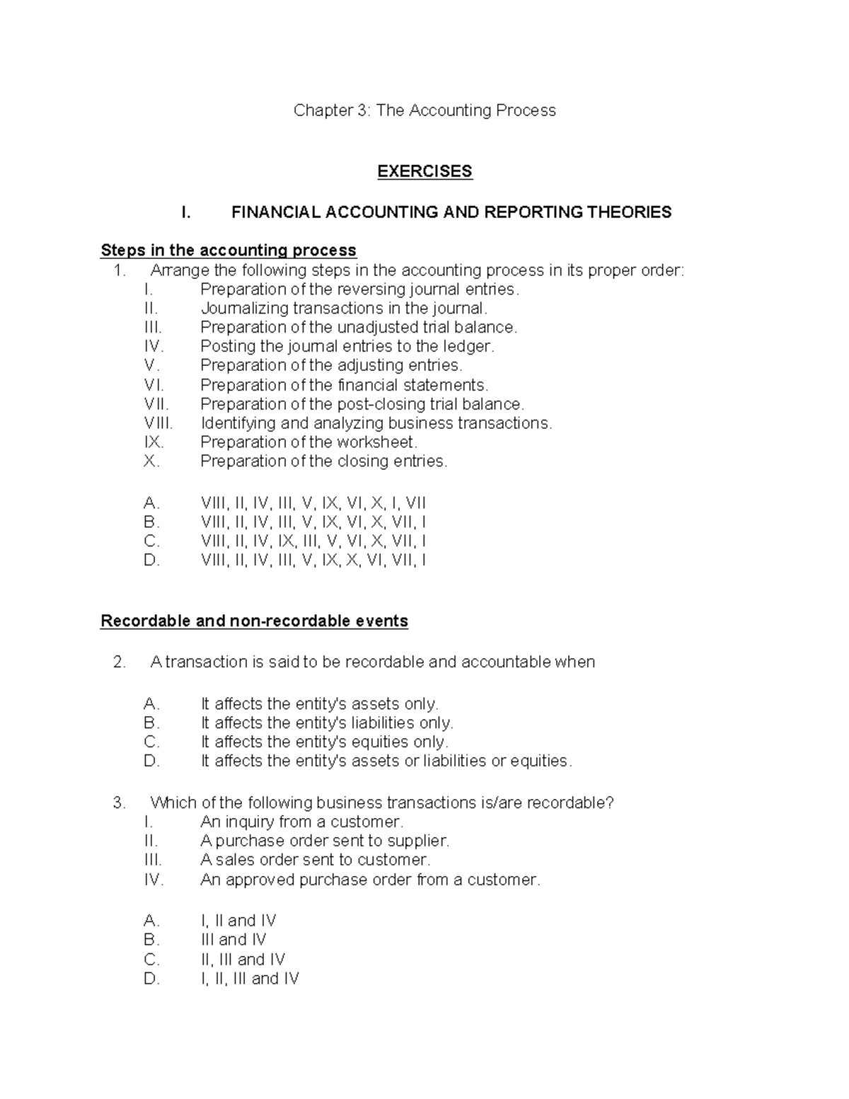 3 The Accounting Process - Chapter 3: The Accounting Process EXERCISES ...
