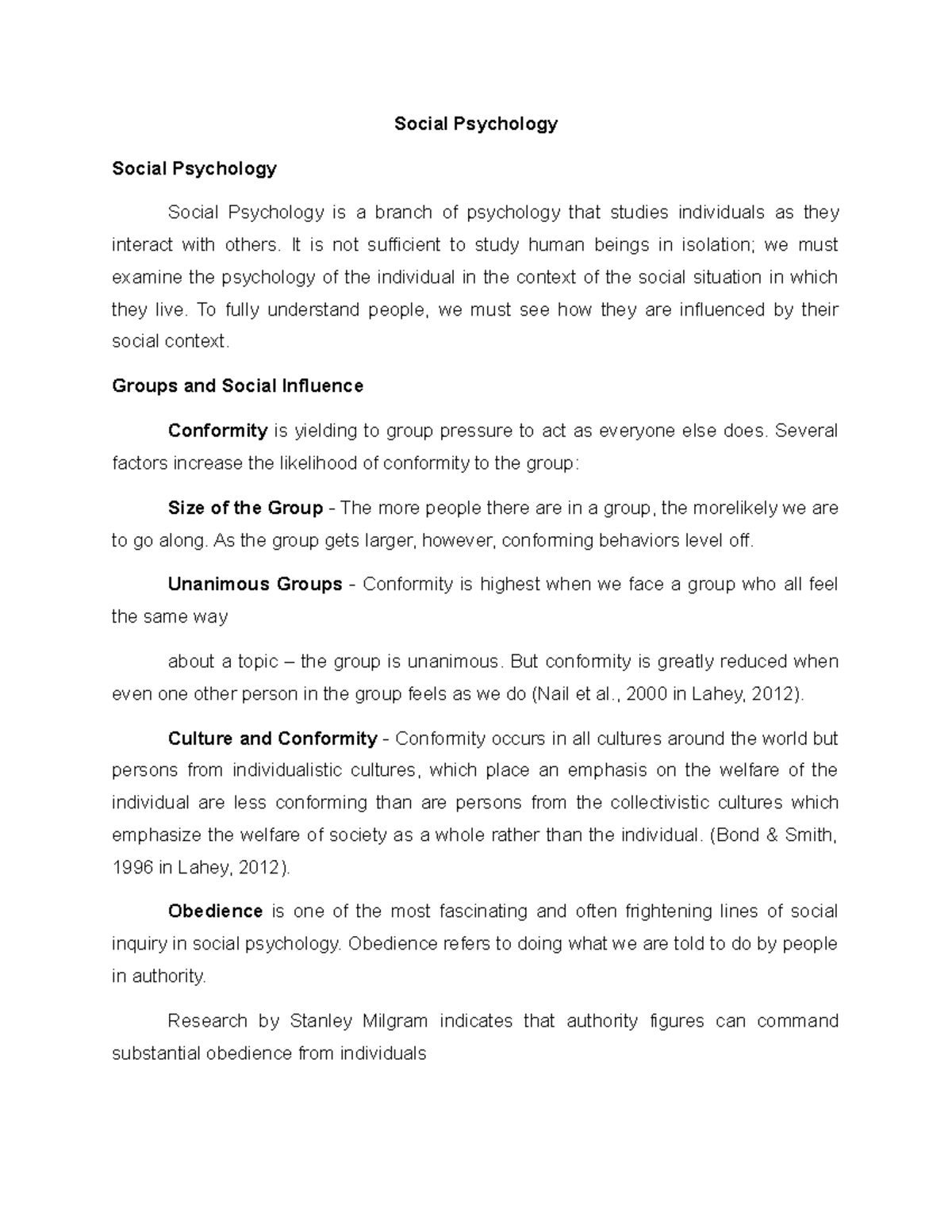 Lecture Notes - General Psychology [ Social Psychology] - Social ...