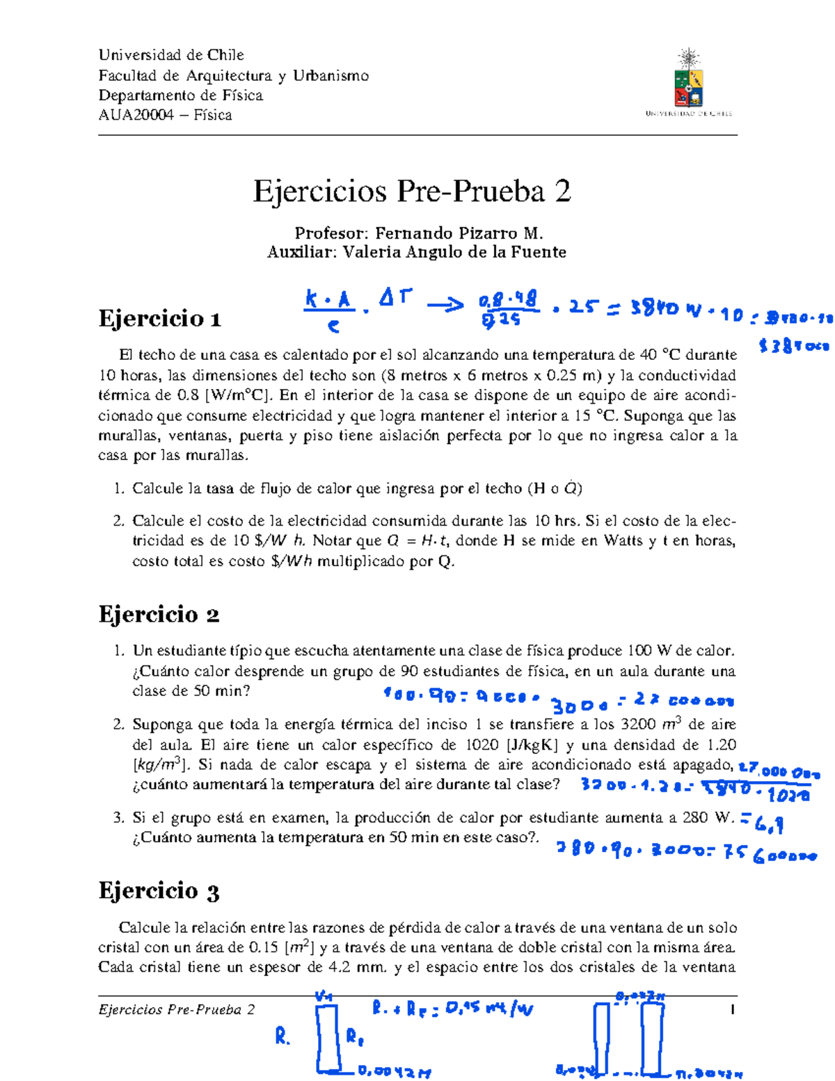 Ejercicios Pre Prueba 2 apuntes - · Universidad de Chile Facultad de ...