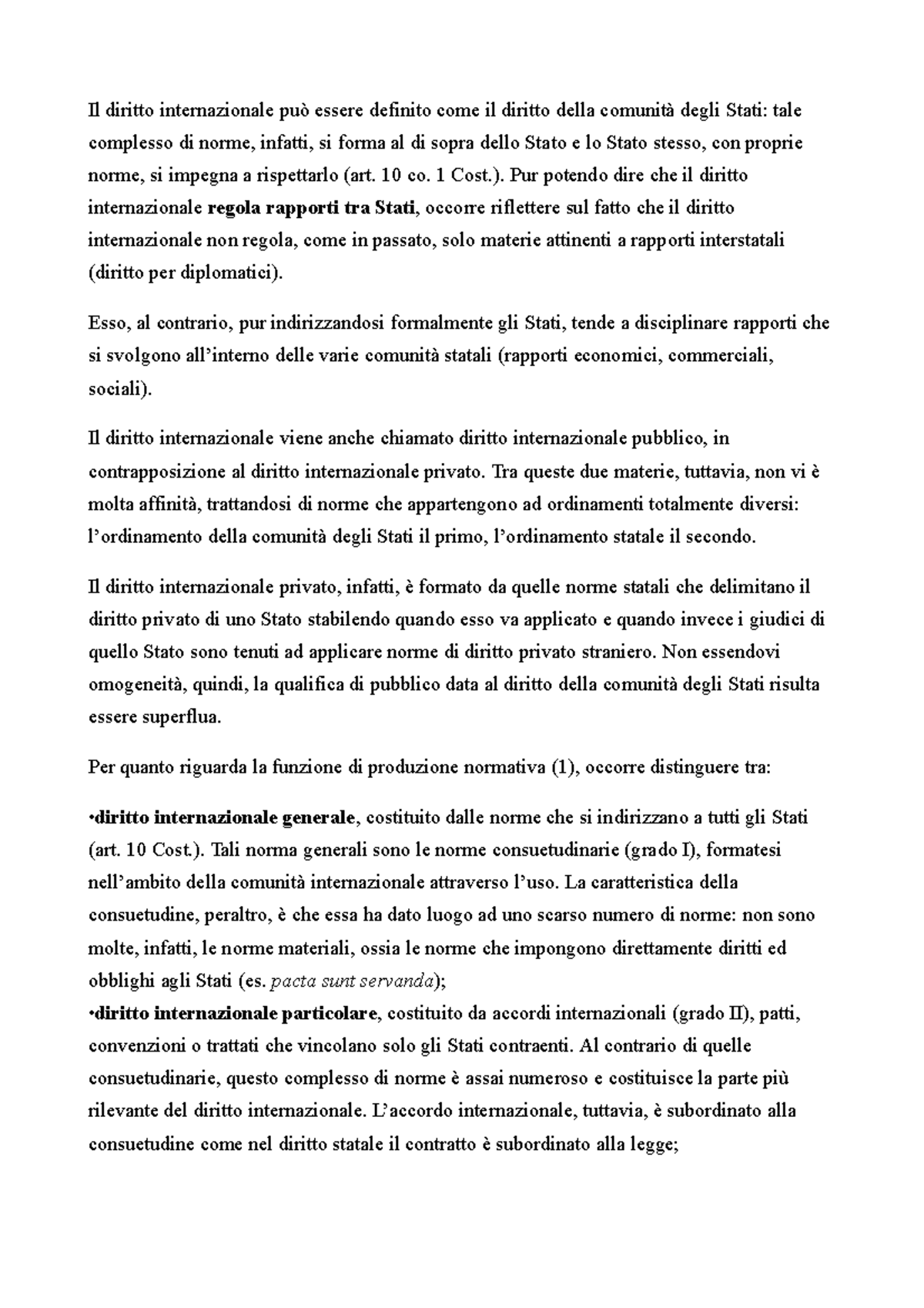 Definizione e funzione del diritto internazionale - Il diritto ...