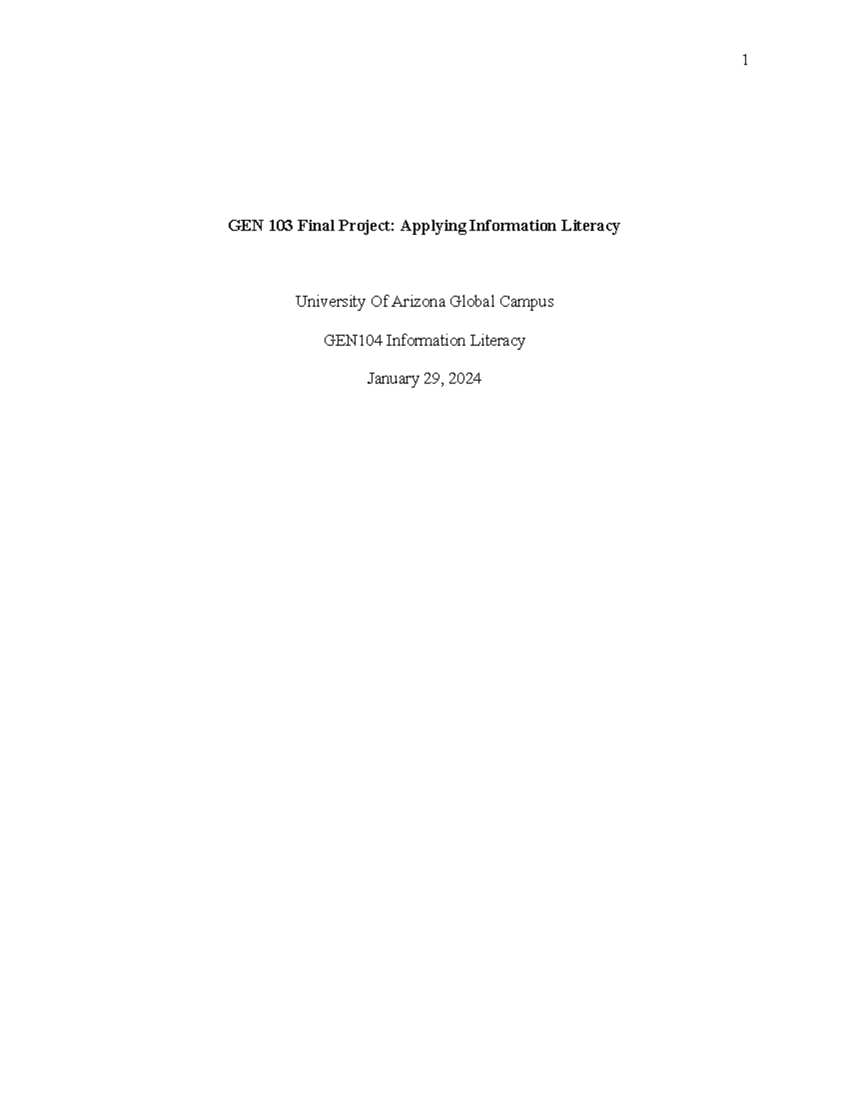 GEN 103 Final Project - GEN 103 Final Project: Applying Information ...