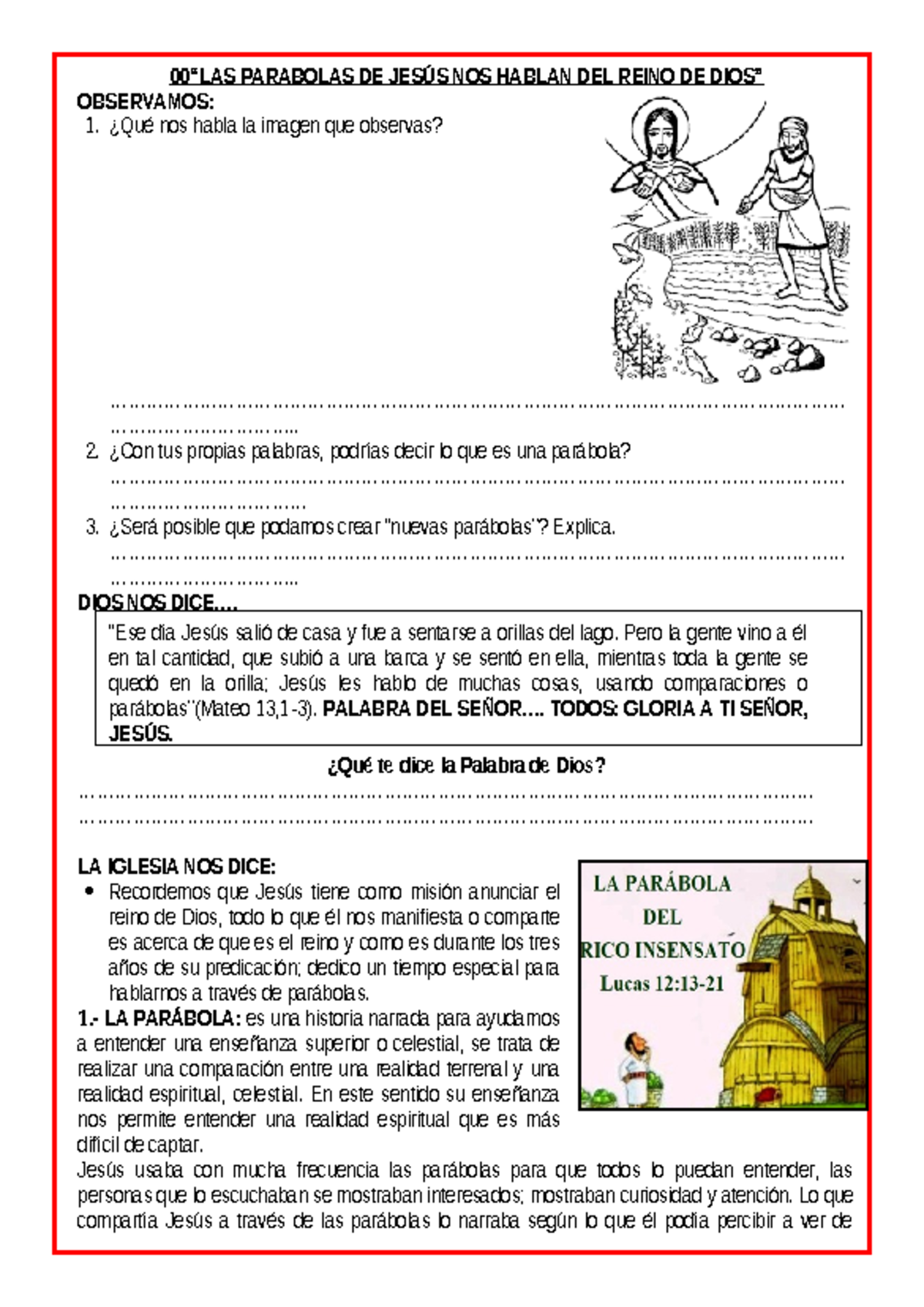 LAS Parabolas DE Jesús NOS Hablan DEL Reino DE DIOS - 00 “LAS PARABOLAS ...