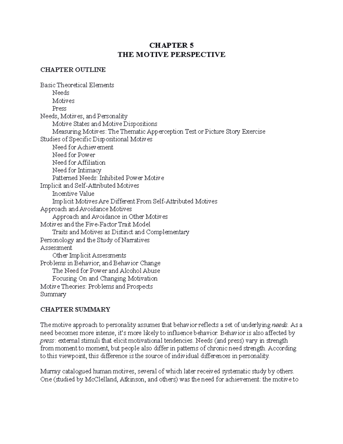 Carver 8e imtb ch05 - Practice quiz questions and answers - CHAPTER 5CHAPTER 5 THE MOTIVE - Studocu