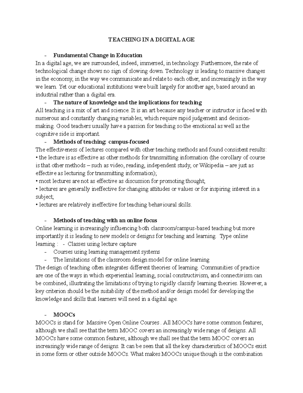 BOOK1 Summary Teaching IN A Digital AGE - TEACHING IN A DIGITAL AGE ...