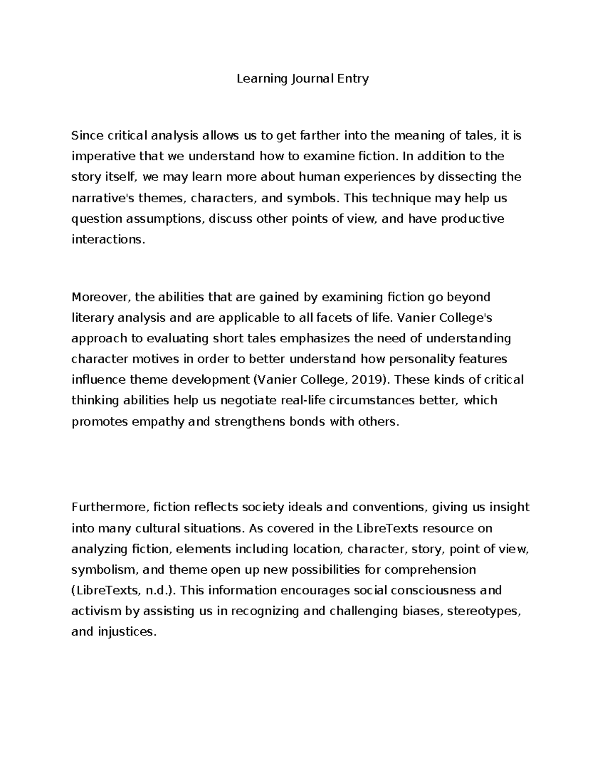 Learning Journal Unit 1 ENGL 1405 - Learning Journal Entry Since ...