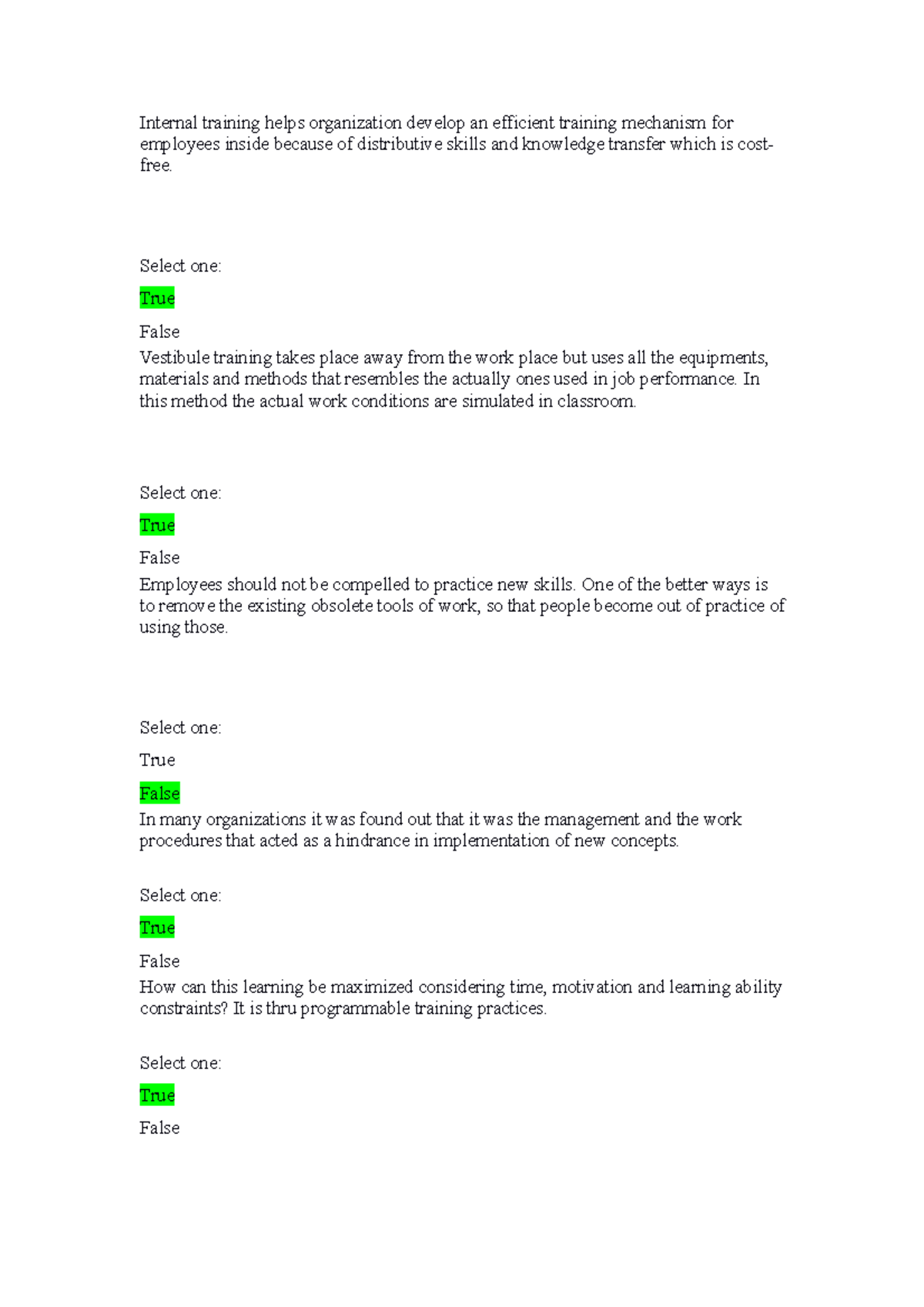 493184918 Training and Development Midterm Quiz 2 - Internal training ...