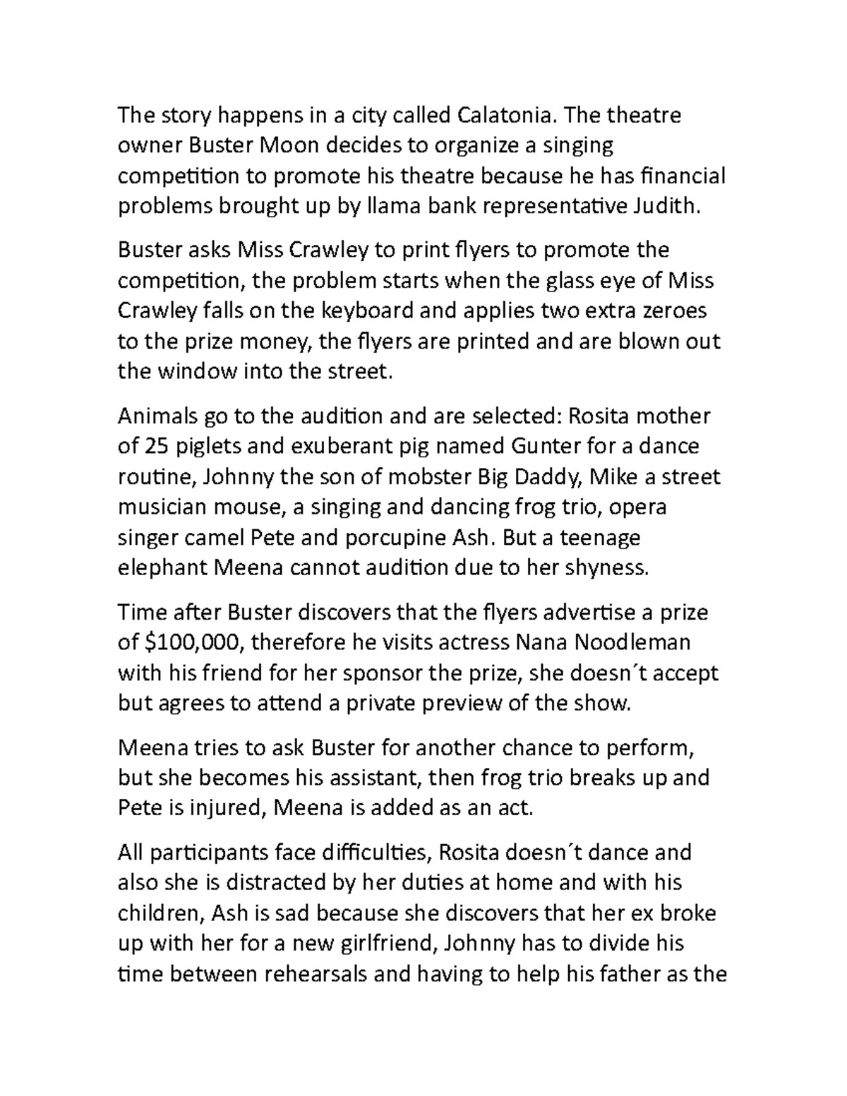 Pelicula 2 - Lecture notes 1 - The story happens in a city called ...