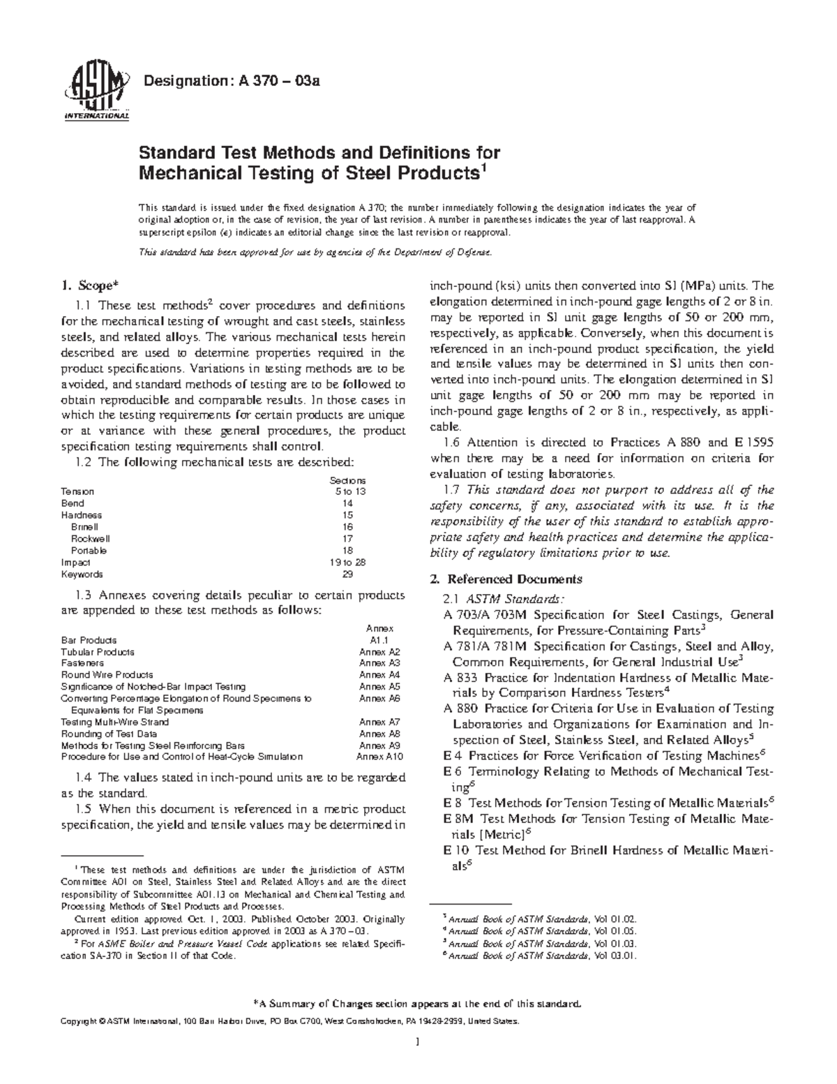 Ciencias de los Materiales Normas ASTM A 370 – 03 - Designation: A 370 ...