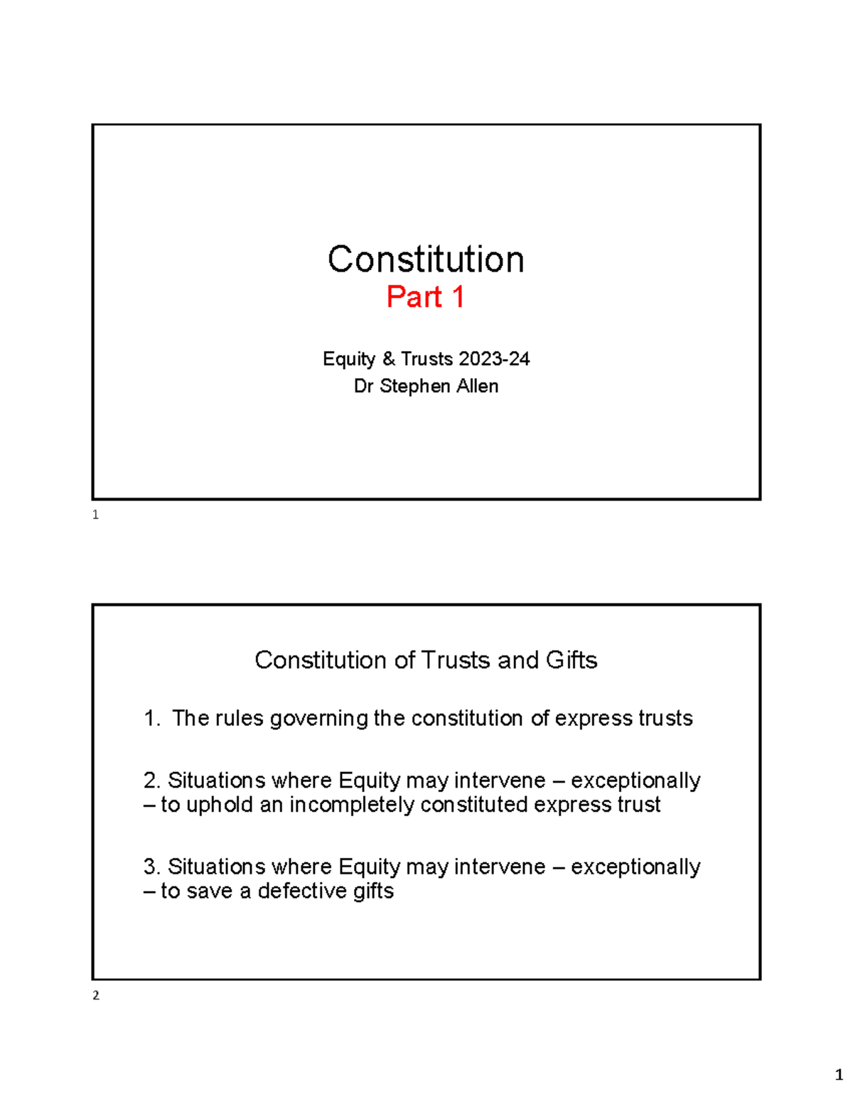 Constitution - Part 1 - 2023-24 - Constitution Part 1 Equity & Trusts ...