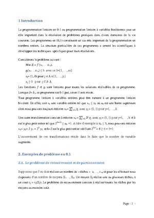 TD-oc - Cours Technique d'optimisation de département mathématiques informatique - Exercice 1 ...