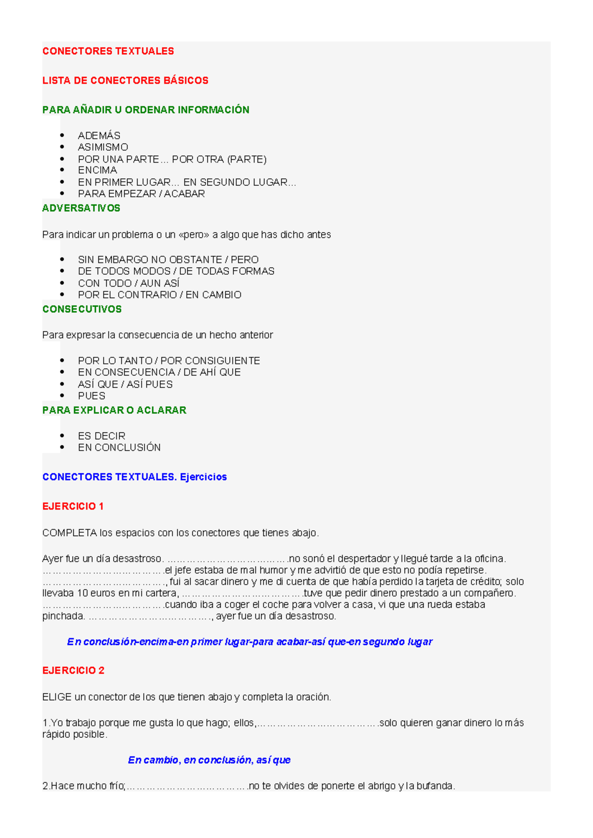 Conectores Textuales - copia - CONECTORES TEXTUALES LISTA DE CONECTORES ...