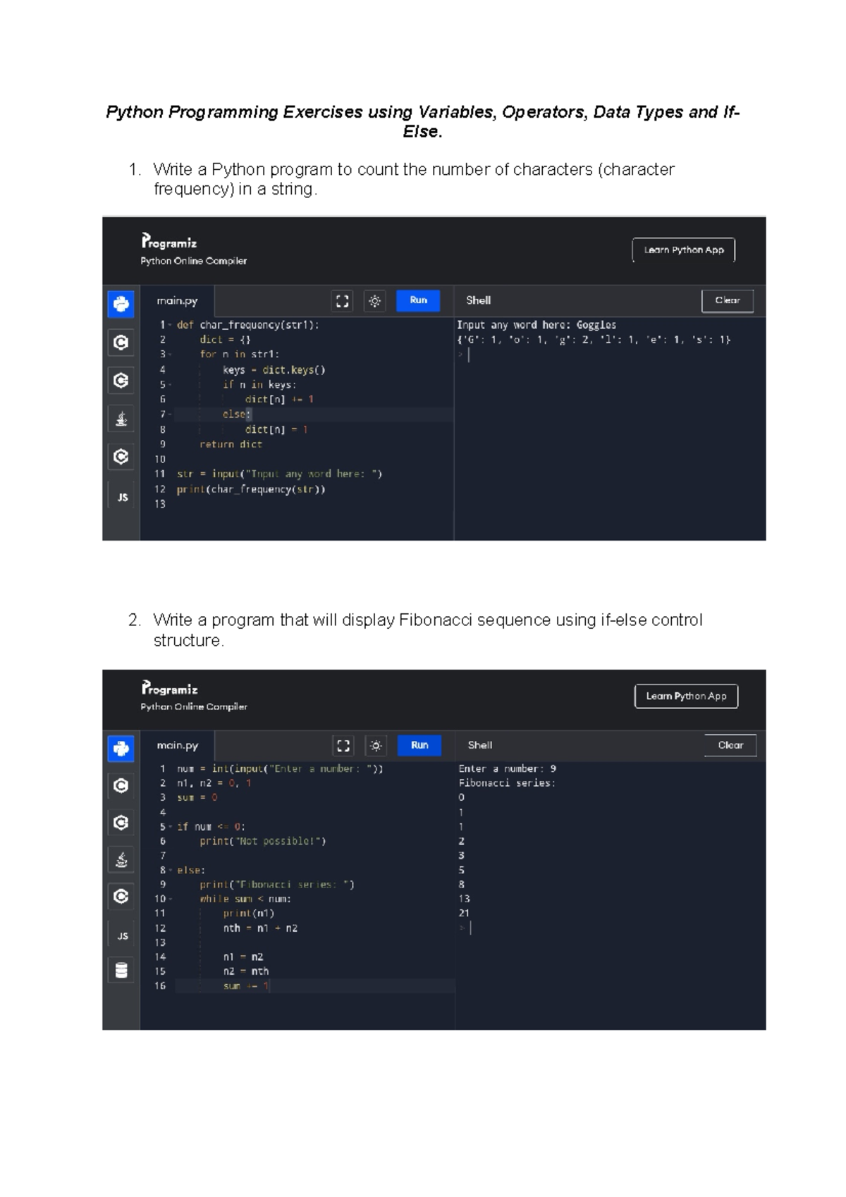 Arcilla -Python Programming Exercises using Variables, Operators, Data ...