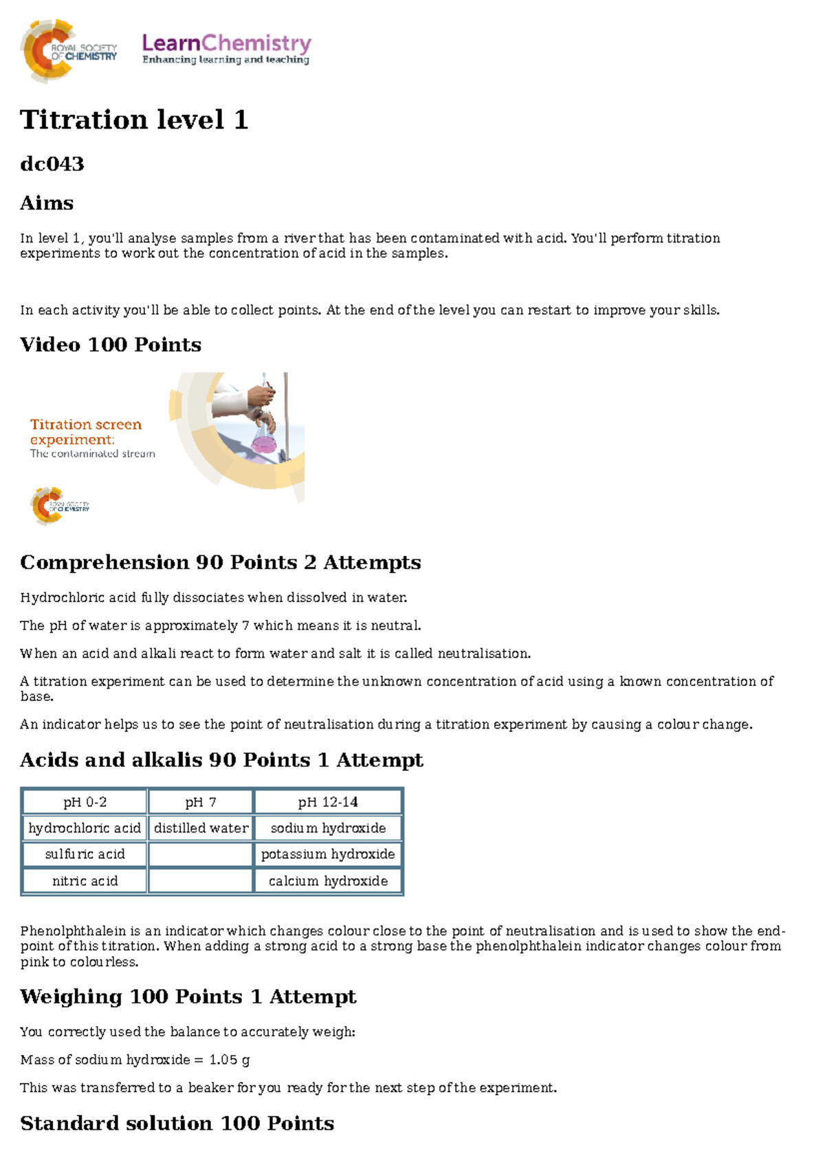 Titration level 1 labnotebook - Titration level 1 dc Aims In level 1 ...