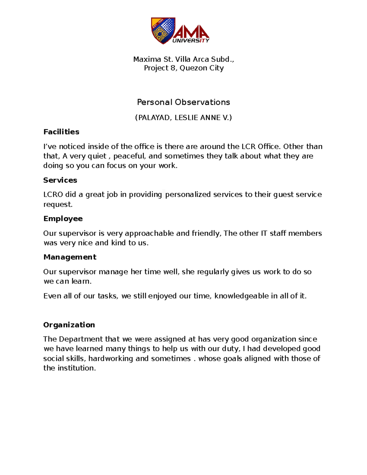 Personal Observation - yes - Maxima St. Villa Arca Subd., Project 8 ...