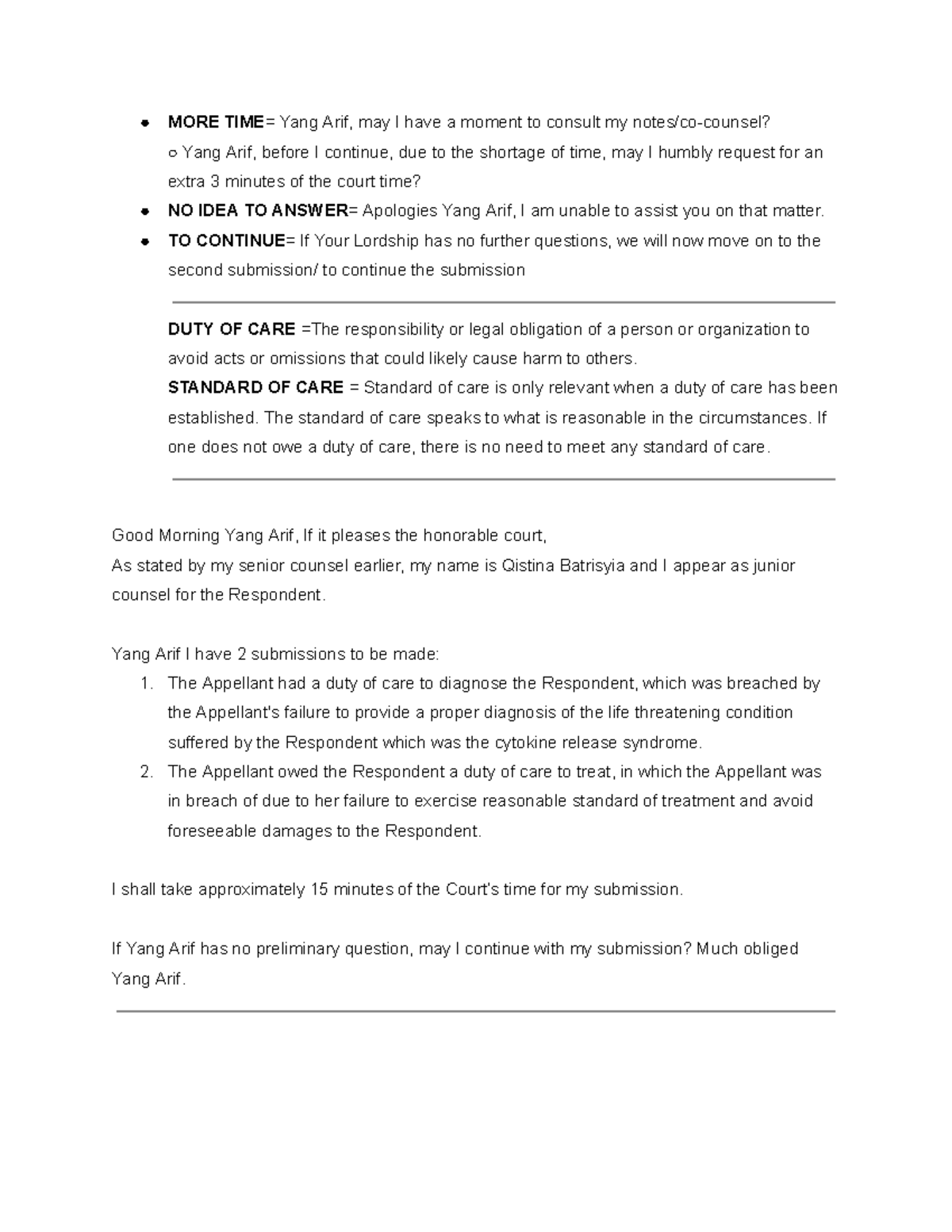 Script mooting - MORE TIME= Yang Arif, may I have a moment to consult ...