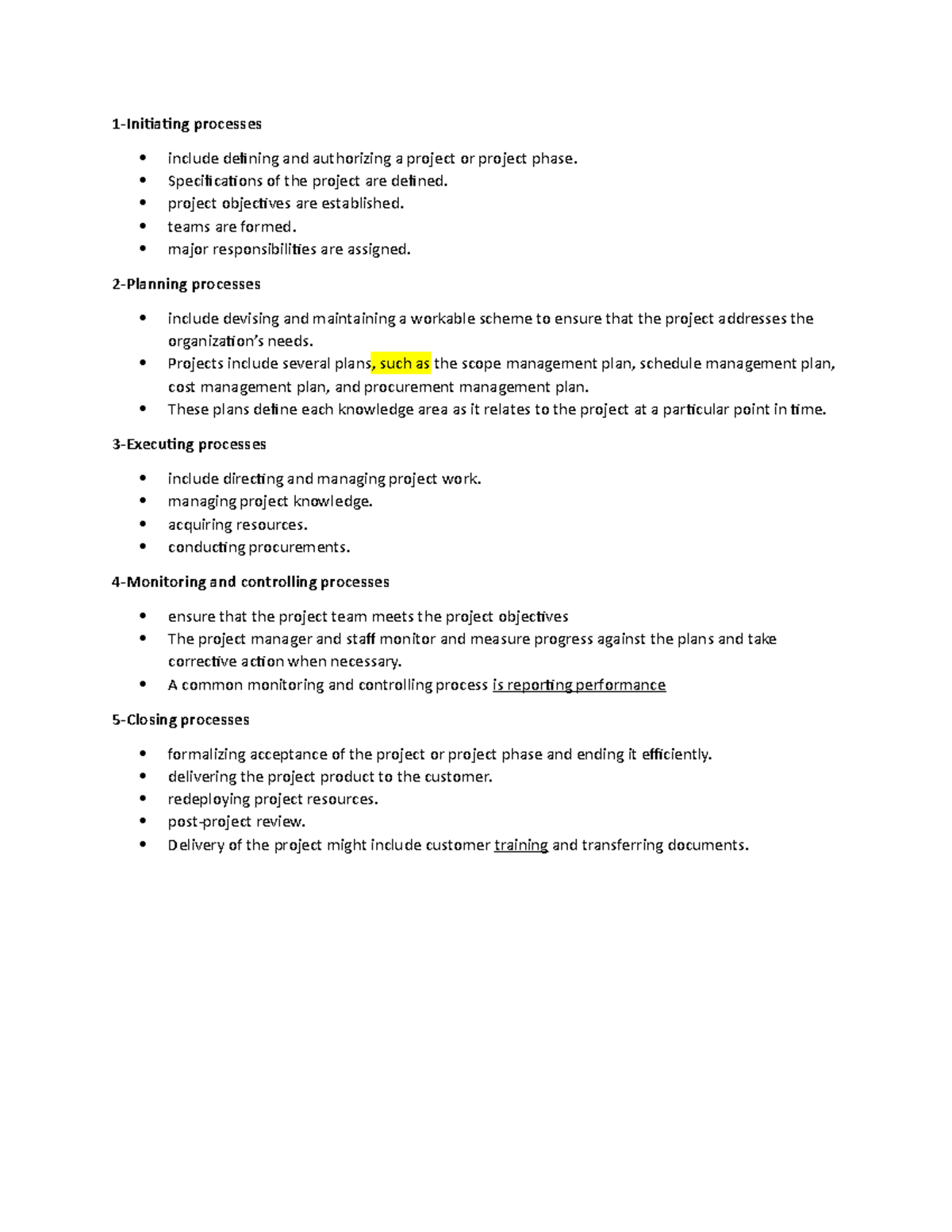 ملخص - 1-Initiating processes include defining and authorizing a project or project phase. - Studocu