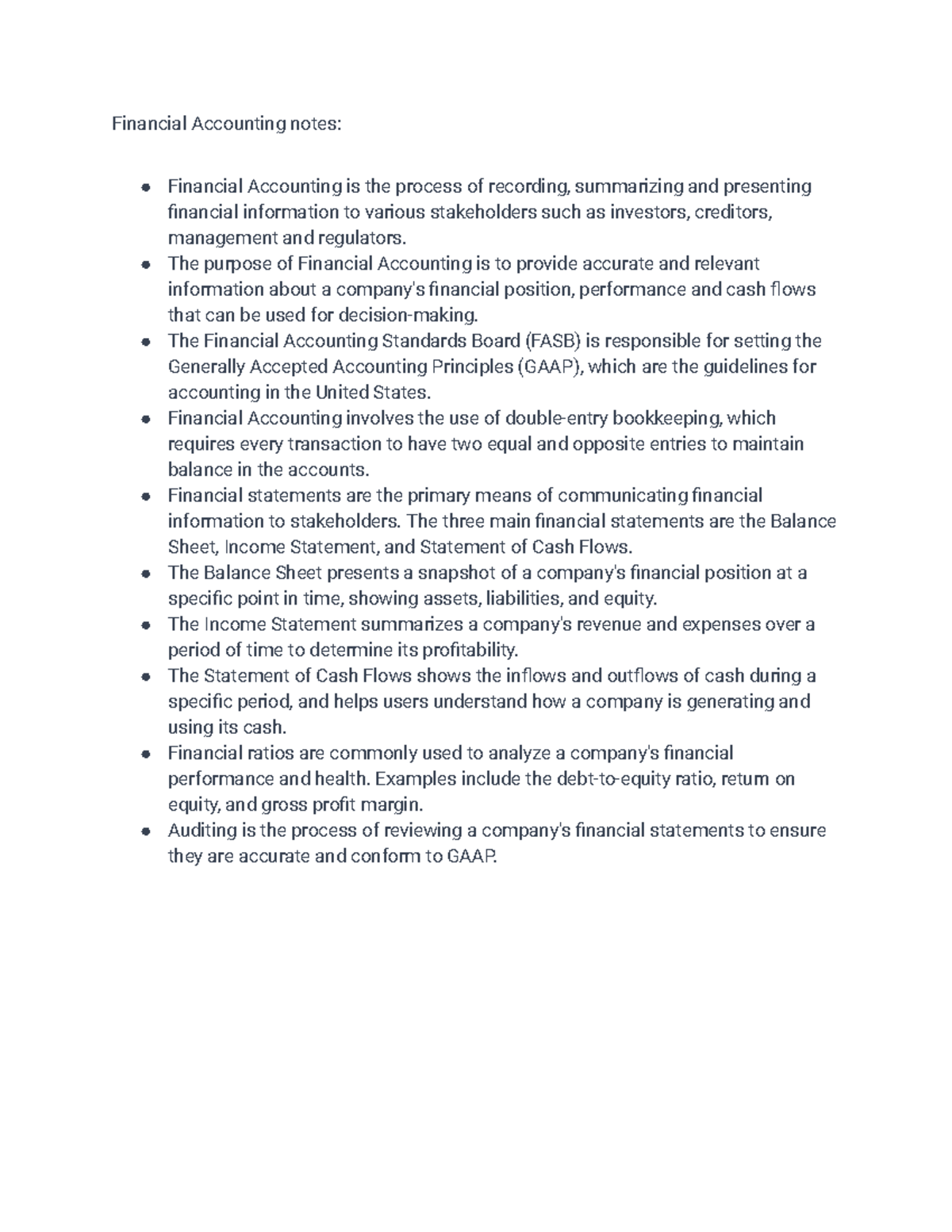 Finance accounting notes - Financial Accounting notes: Financial ...