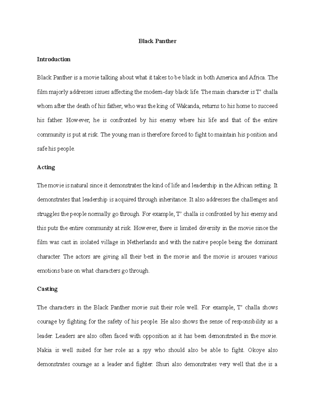 The Black Panther - study materials - Black Panther Introduction Black ...