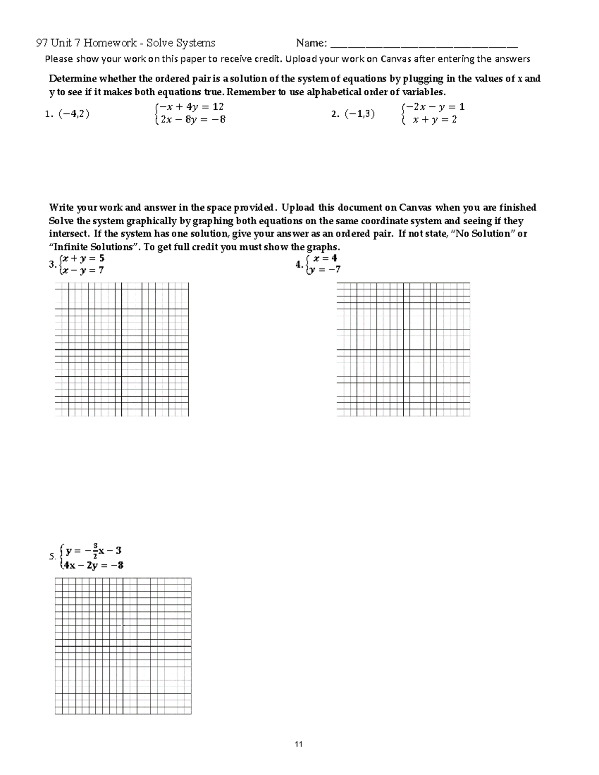 97 Unit 7 Homework -Solve Systems - 97 Unit 7 Homework - Solve Systems ...