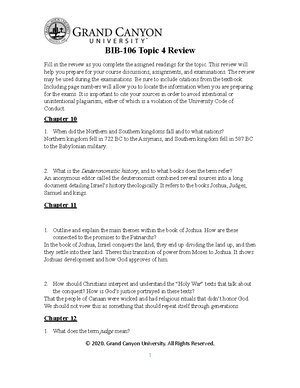 BIB-107 Topic 6 Review - Topic 6 Review Fill in the review as you ...