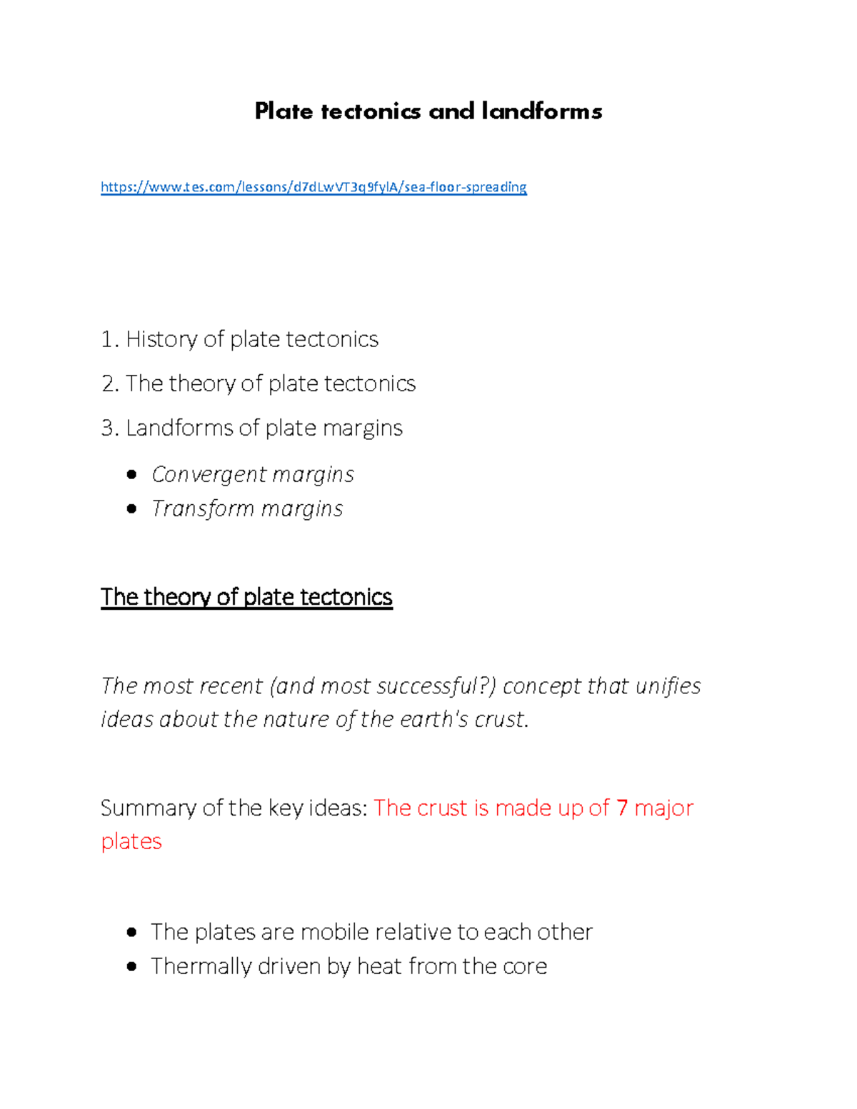 Plate Tectonics and landforms - Plate tectonics and landforms - Studocu
