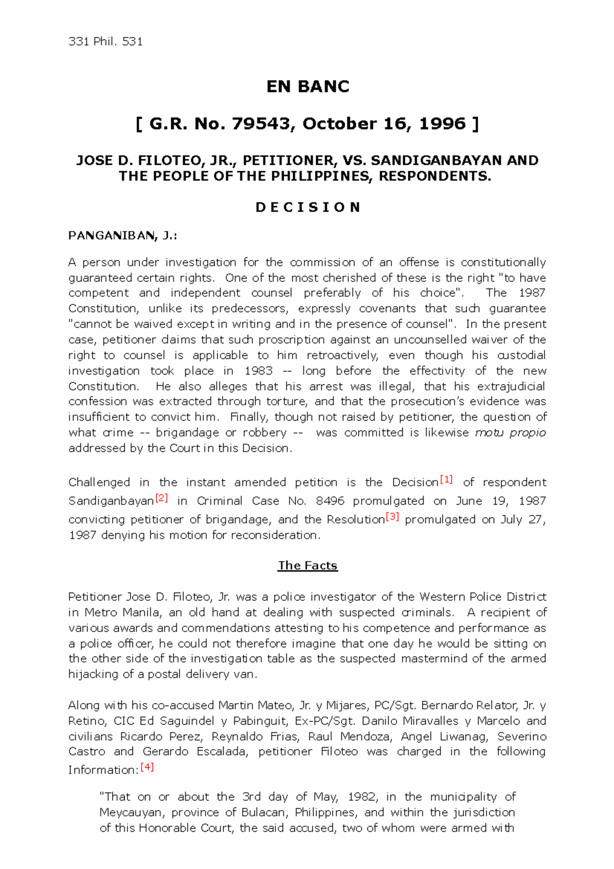 3 G.R. No. 79543 Filoteo v Sandiganbayan - 331 Phil. 531 EN BANC [ G ...