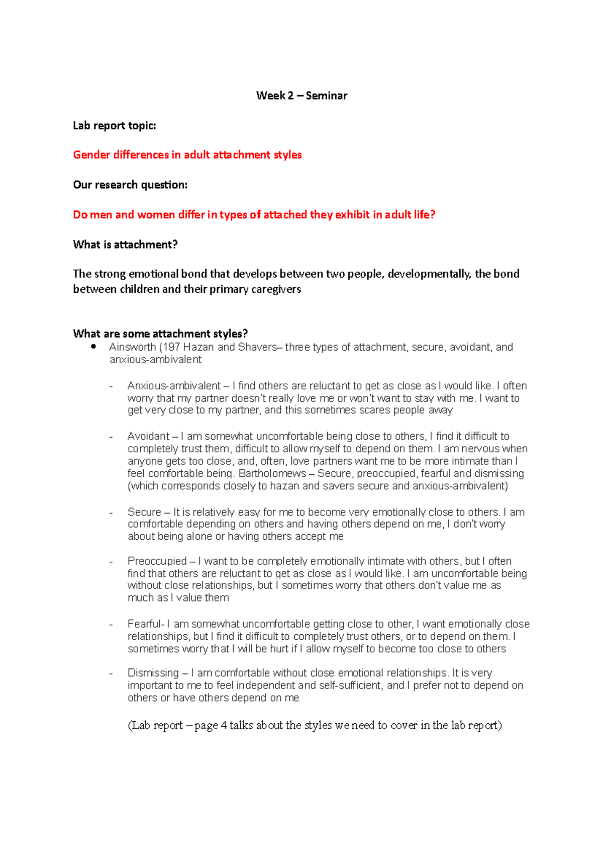 Week 2 Lab Report Introduction Week 2 Seminar Lab Report Topic Gender Differences In