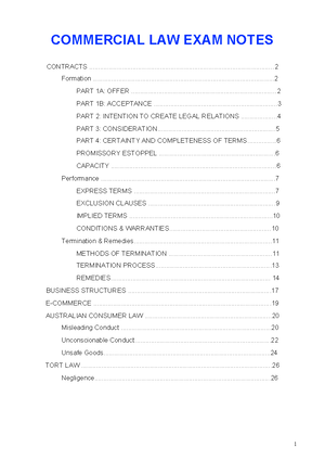 Commlaw sample assignment Assignment 1 - Commercial Law – Assignment 1: ...