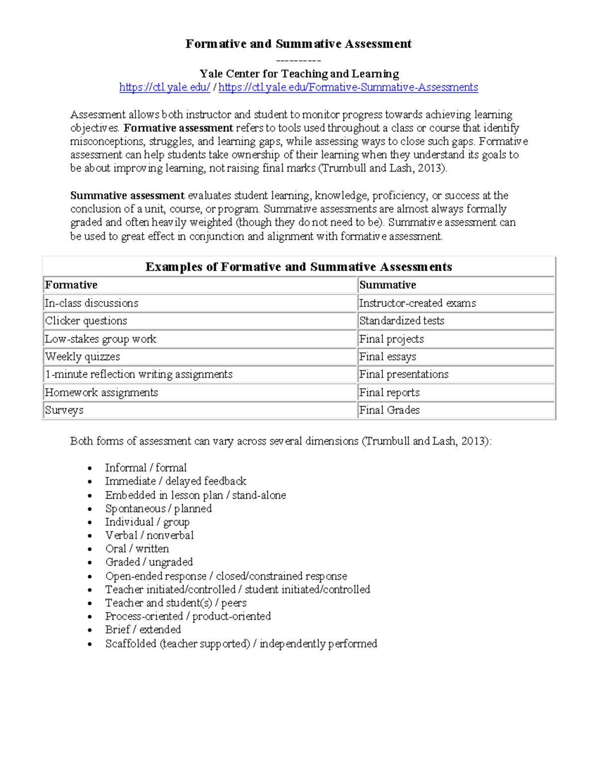 Formative and summative assessment handout 0 - Formative and Summative ...
