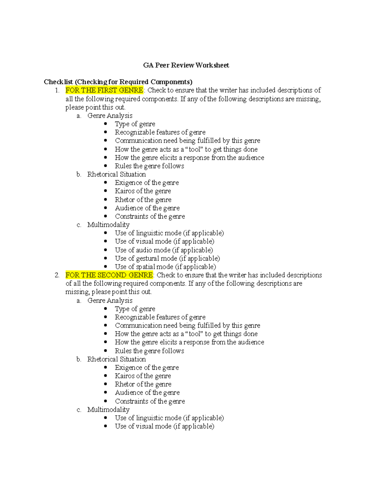 Adrienne Peer Review by Adam - GA Peer Review Worksheet Checklist ...
