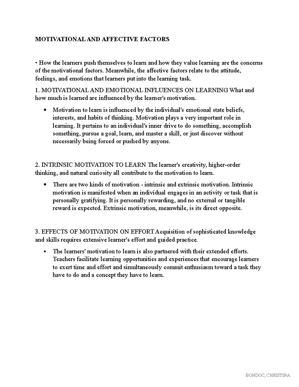 Motivational AND Affective Factors - MOTIVATIONAL AND AFFECTIVE FACTORS ...