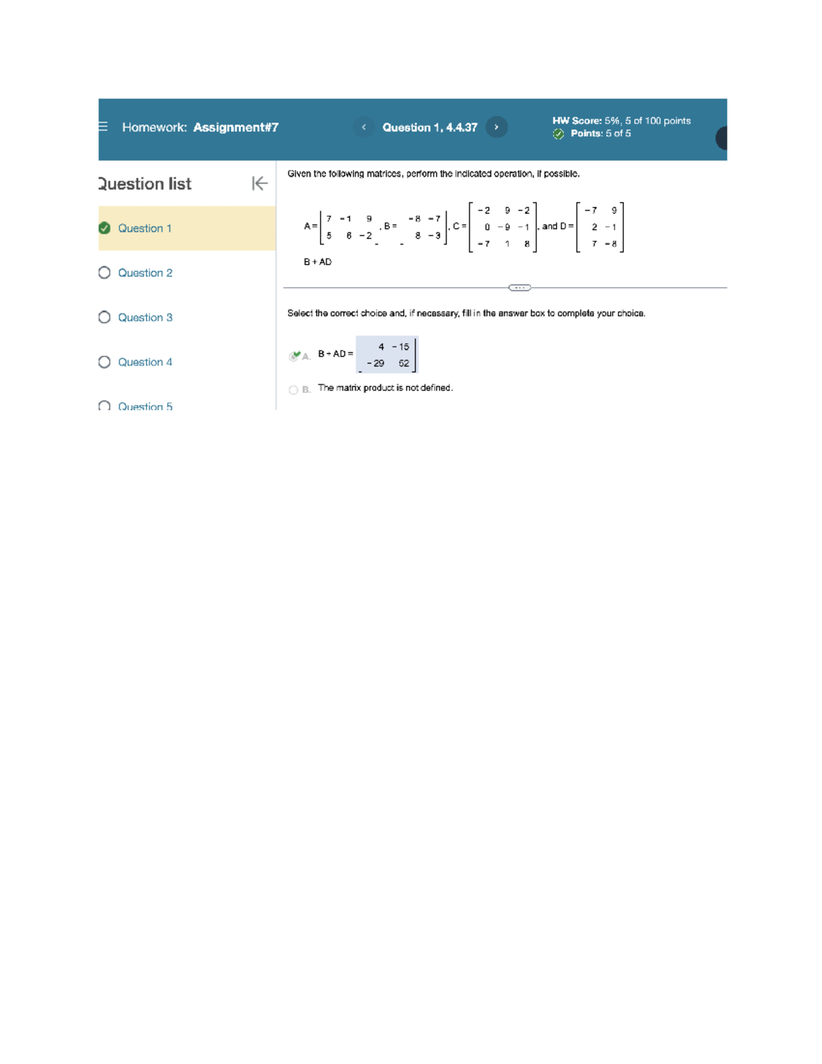 Math 208 - Math 208 Assignment 7 question 1 - MATH 208 - HW Score: 5 of 100 points Homework ...