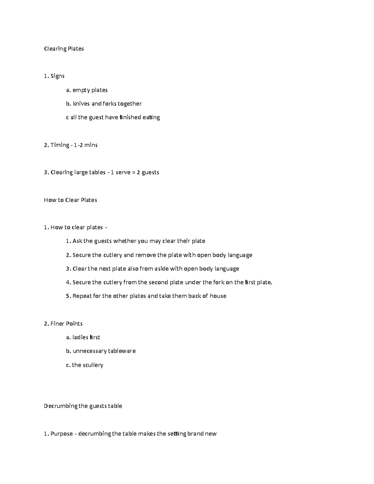 Clearing Plates - Clearing Plates Signs a. empty plates b. knives and ...