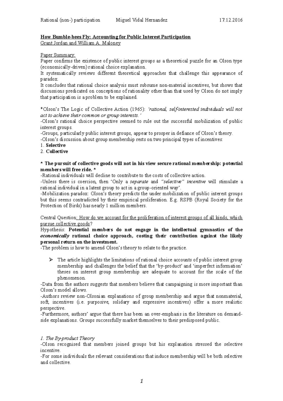 How Bumble bees Fly Accounting for Public Interest Participation ...